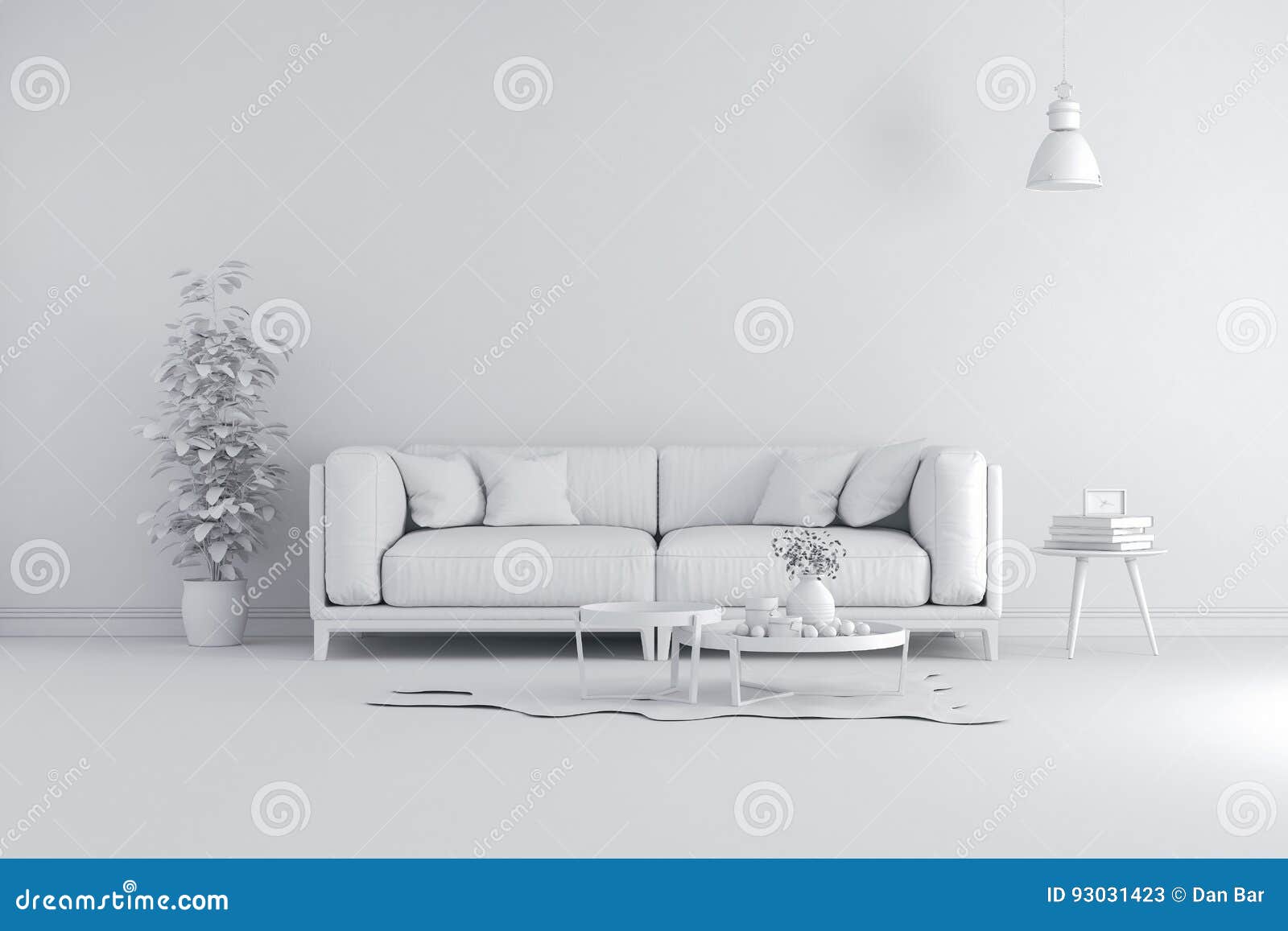 3d Geef Van Mooi Schoon Wit Binnenland Terug Stock Illustratie ...