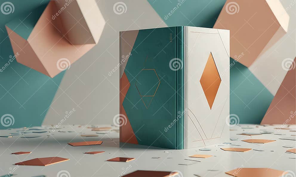 3D Geometric Box with Diamond Pattern, Surrounded by Scattered ...