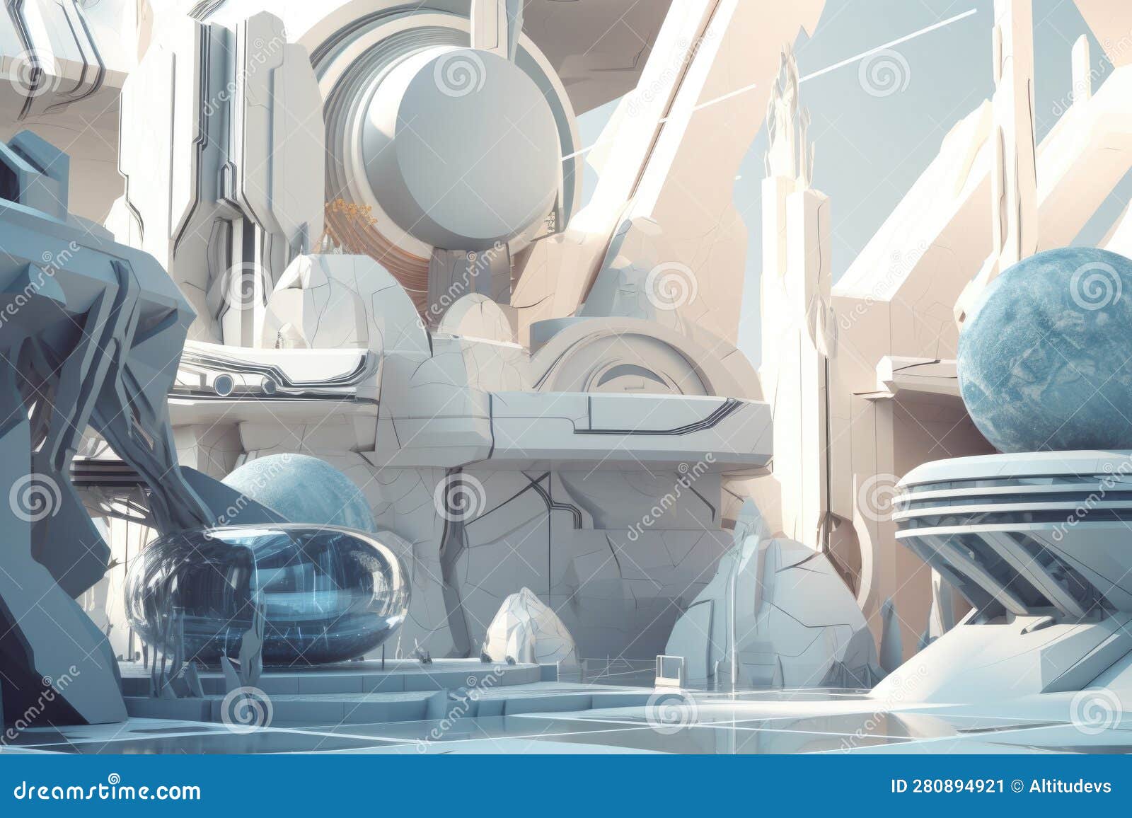 3d Geometric Form and Structure Floating in Space, with Stars and ...