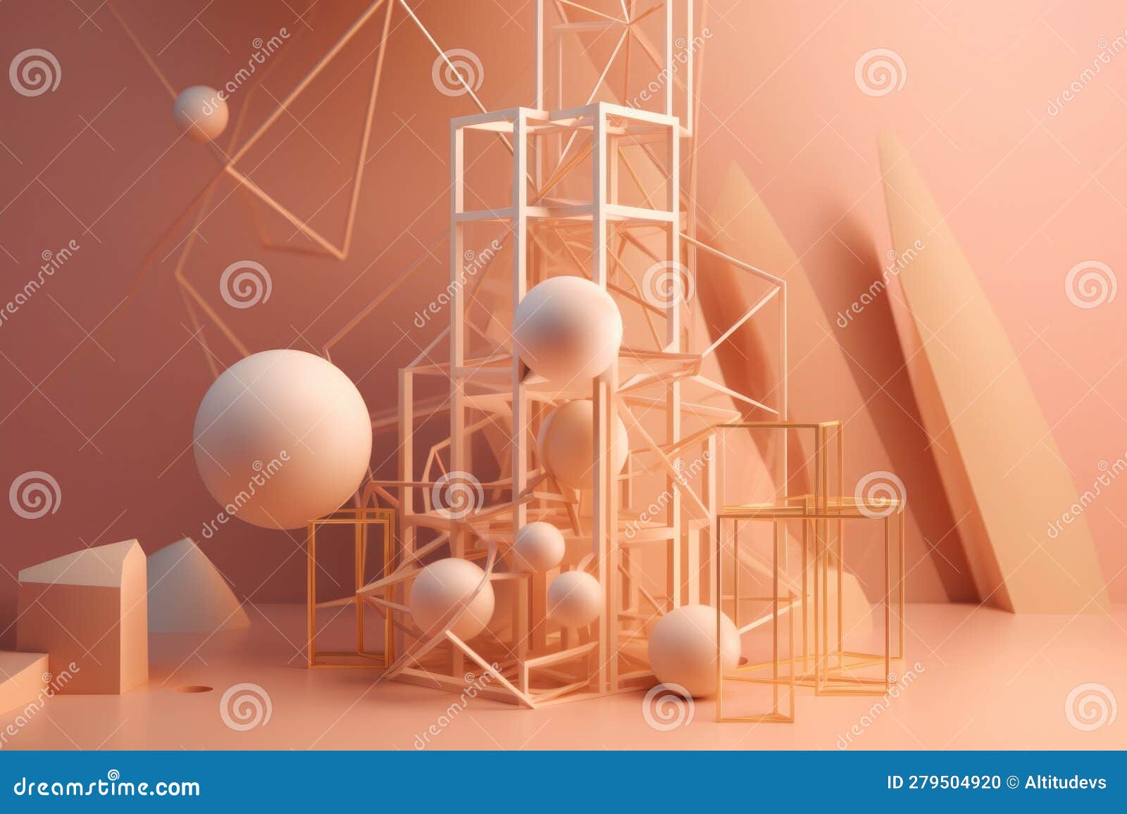 3d Geometric Form in Underwater Environment, with Schools of Fish ...