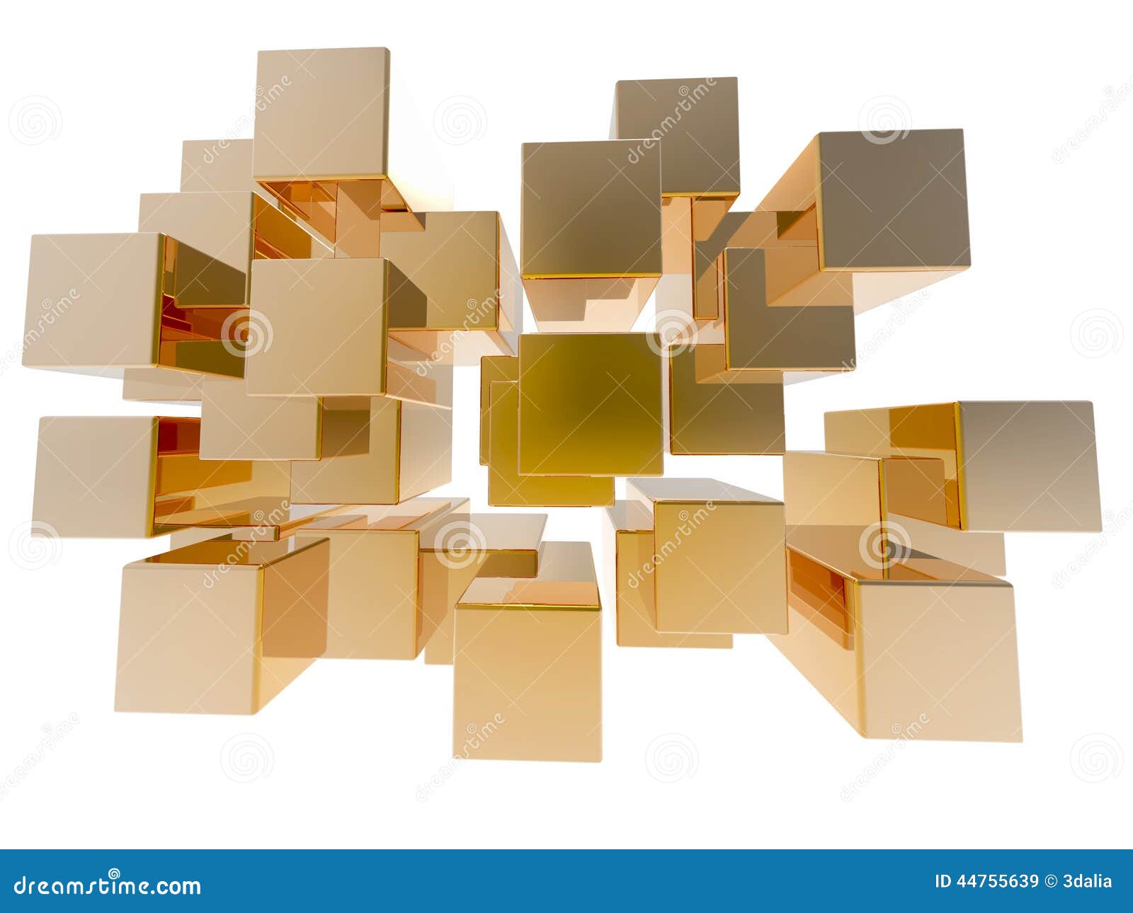 3d Geometric Gold Cube Design Stock Illustration - Illustration of rich ...
