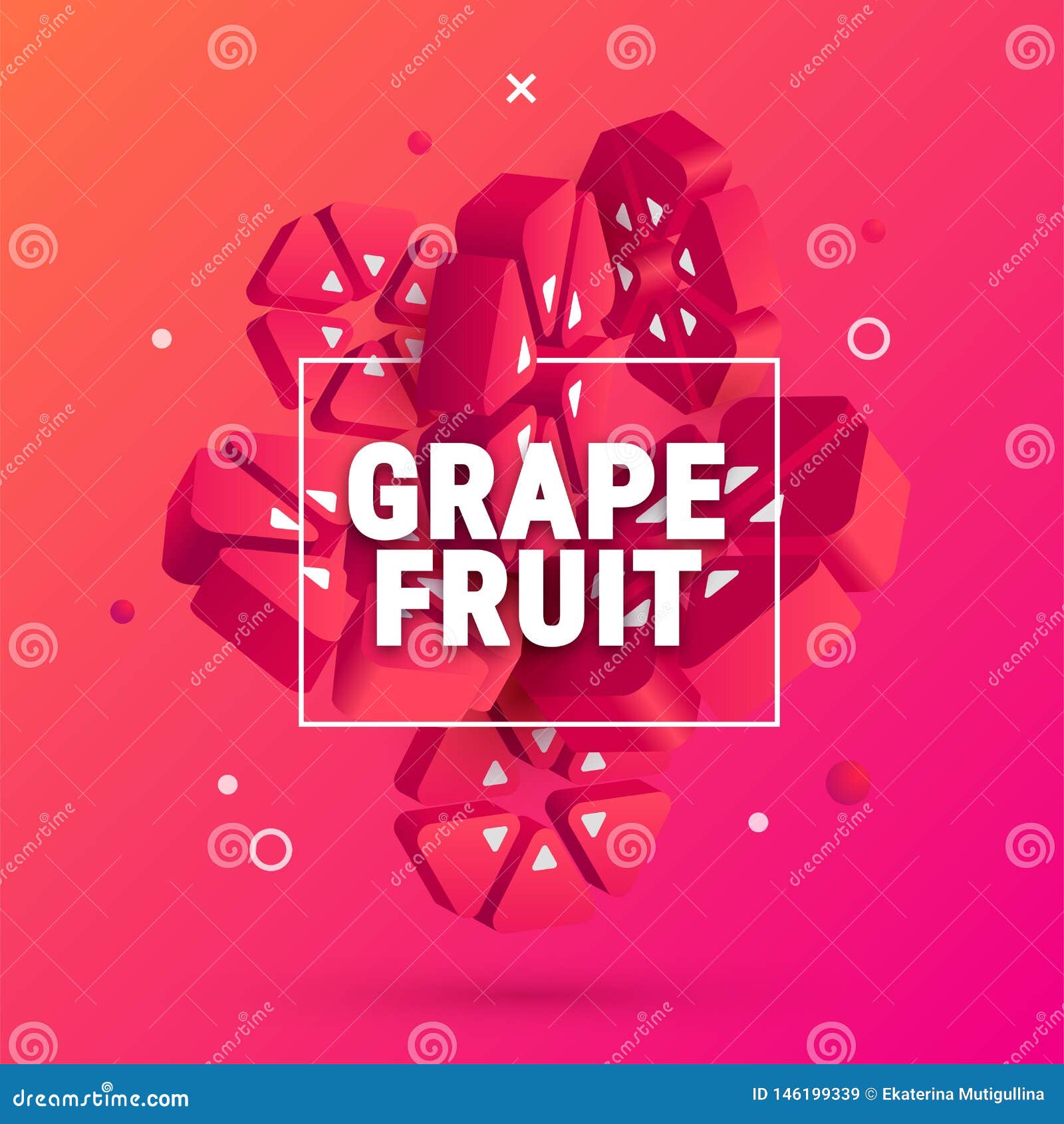 3d Geometric Grapefruit Banner Stock Vector - Illustration of juice ...