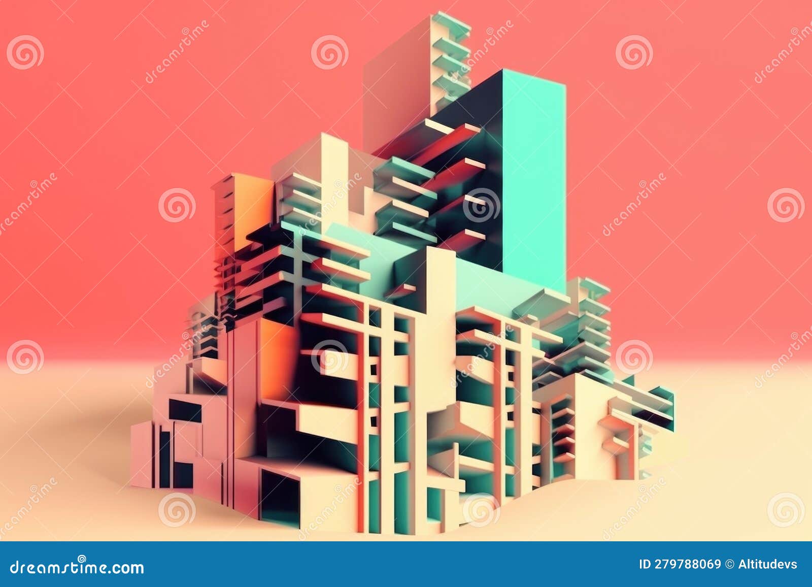 3d Geometric Illustration of Abstract yet Recognizable Building or ...