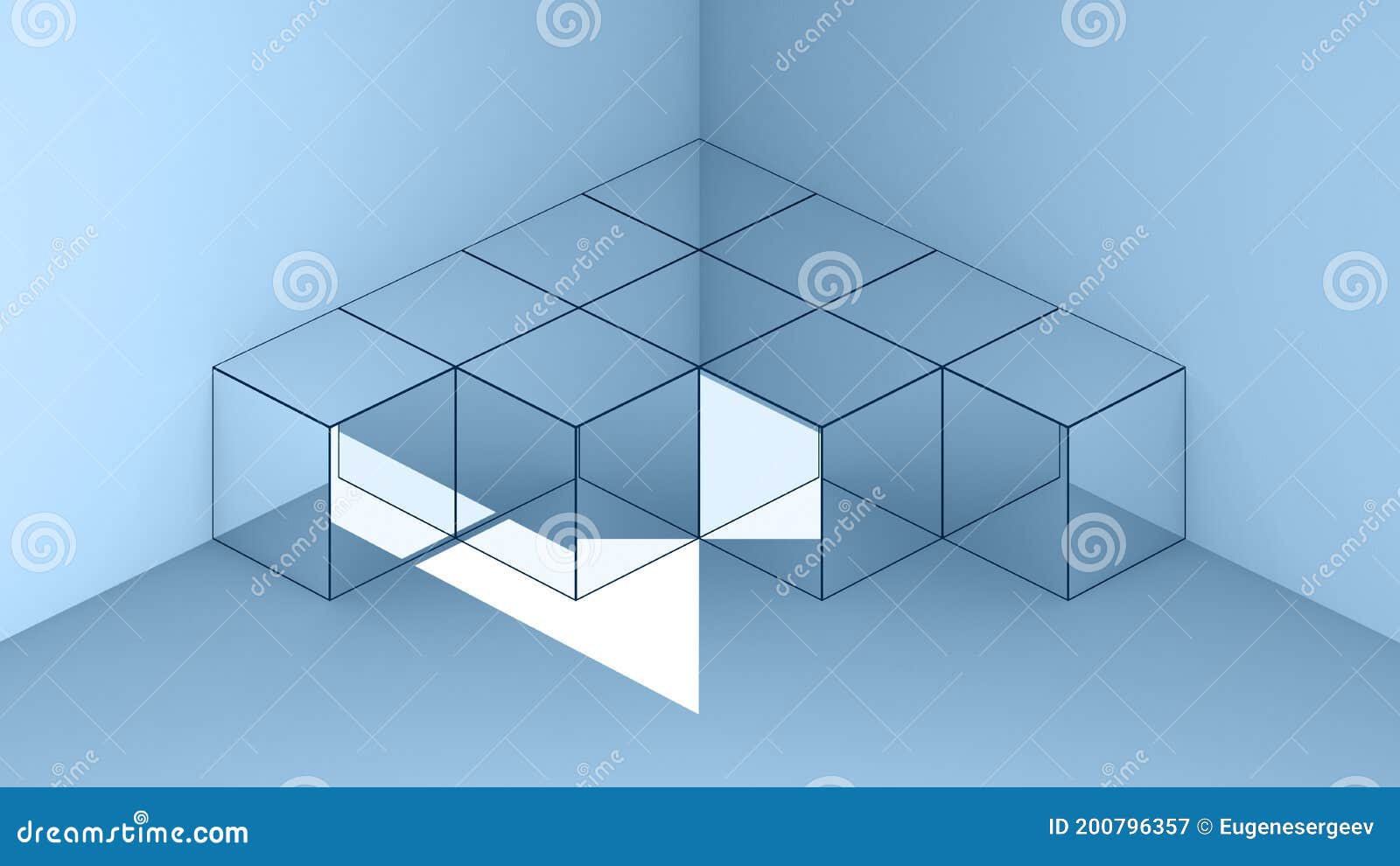 3d Geometric Mirror Cubes Installation Stock Illustration ...