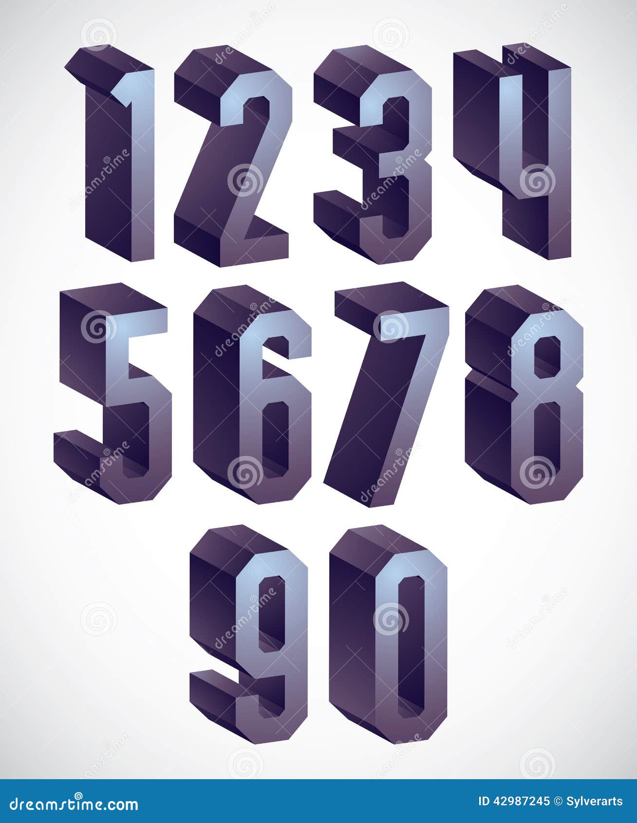 3d geometric numbers set. stock vector. Illustration of dimensional ...