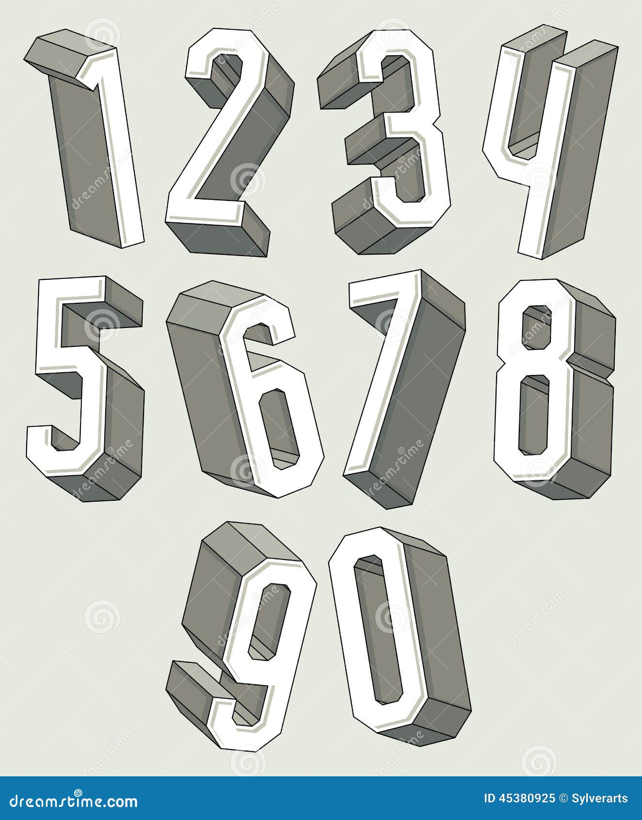 3d geometric numbers set. stock vector. Illustration of count - 45380925