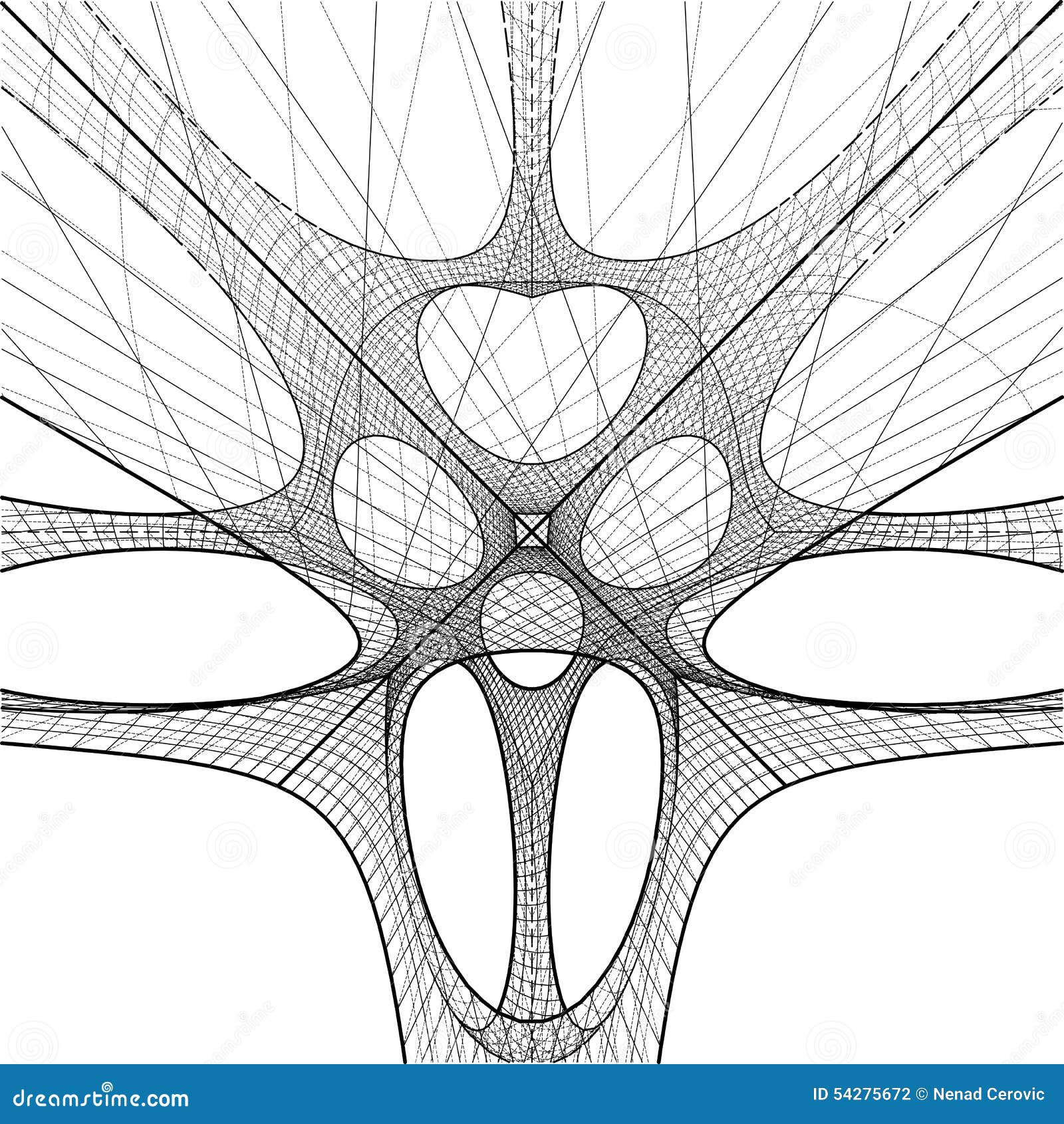 3D Geometric Organic Wireframe Shape Stock Vector - Illustration of ...