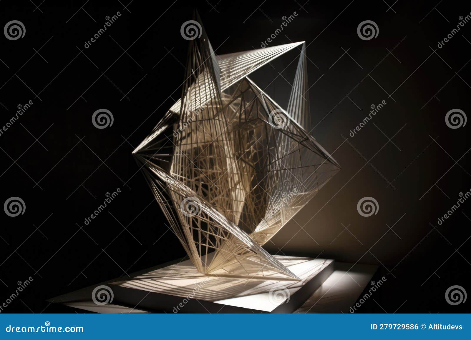 3d Geometric Sculpture, with Light and Shadow Playing on Its Surface ...