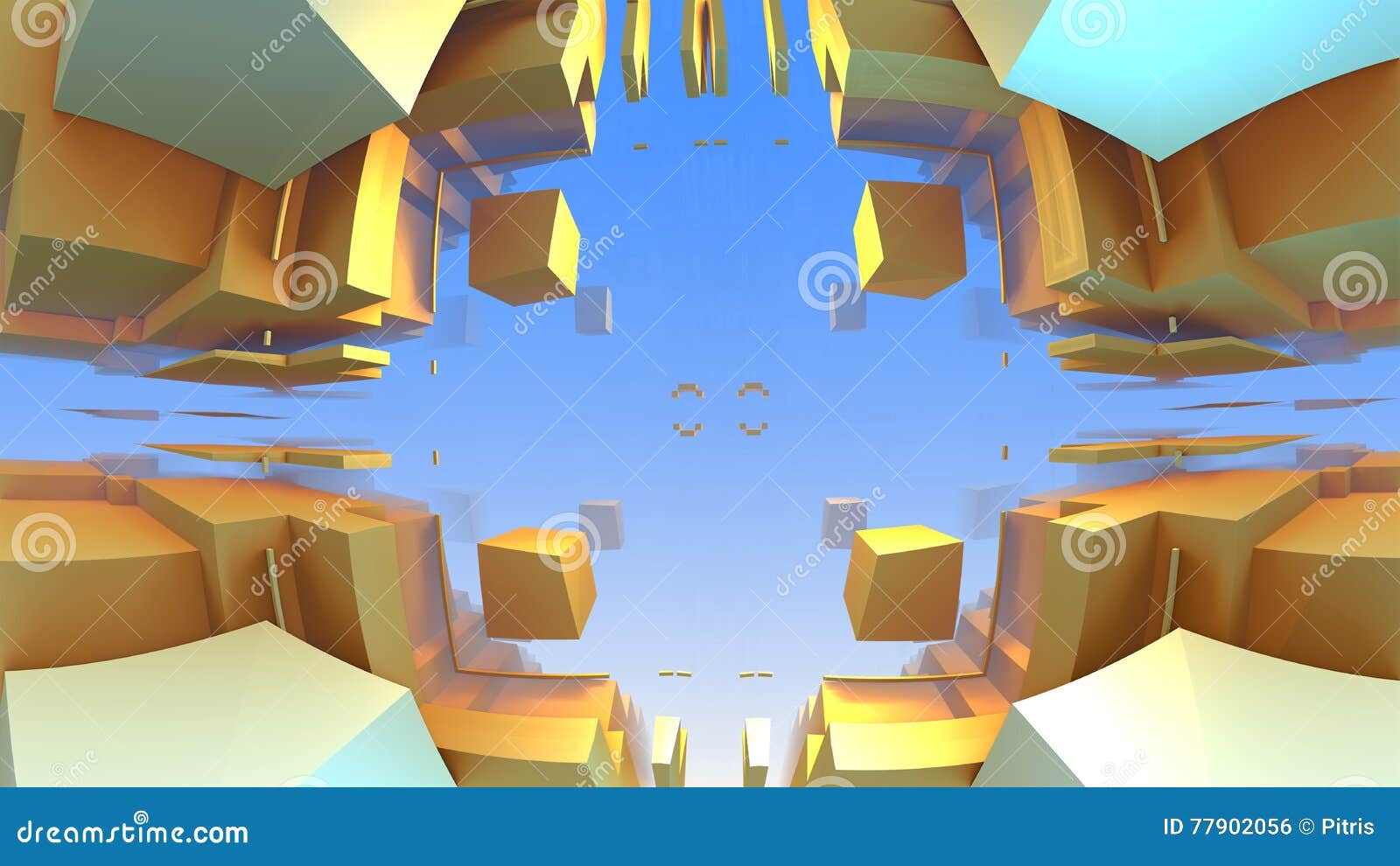 3D Geometric Shapes from Cubes Stock Illustration - Illustration of ...