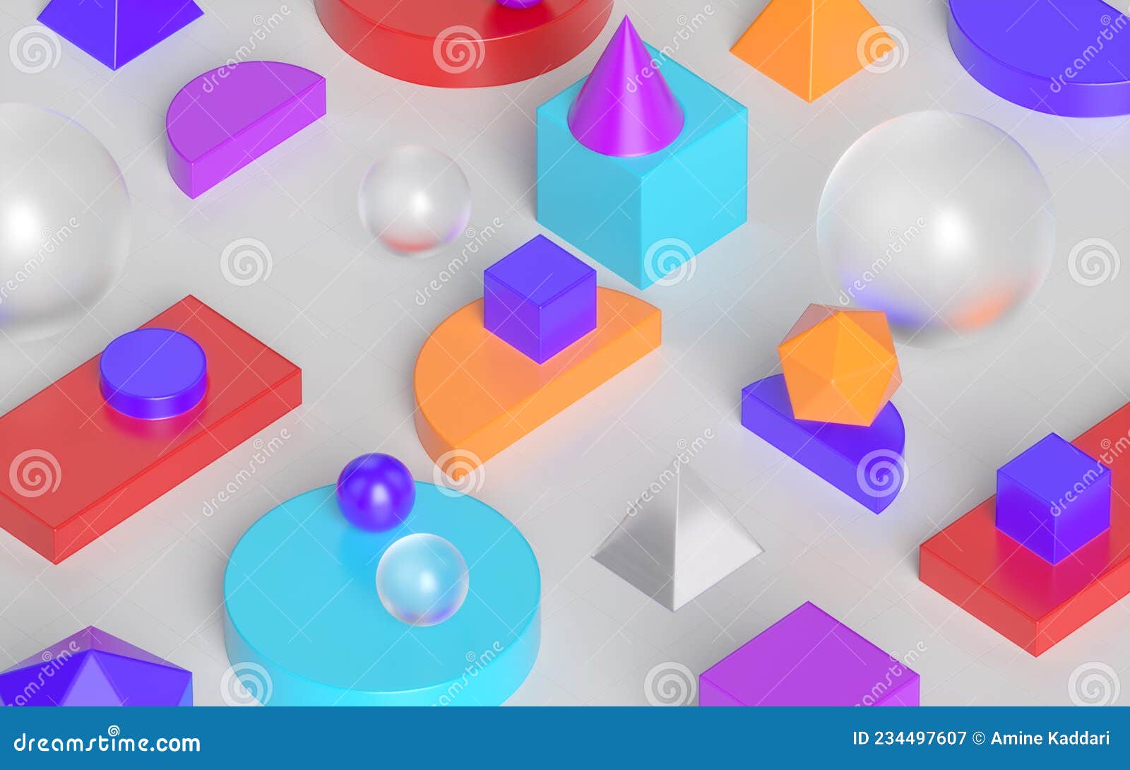 Set Of 3d Shapes. 3d Render White Geometric Shapes On White Background ...