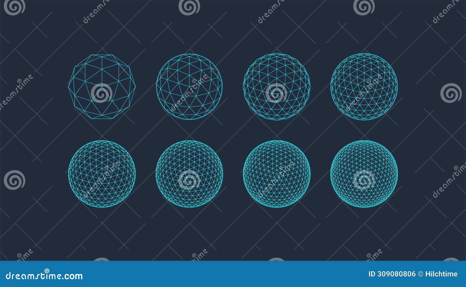3d Geometric Shapes Set Editable Stroke Wireframe Line Mesh Spheres