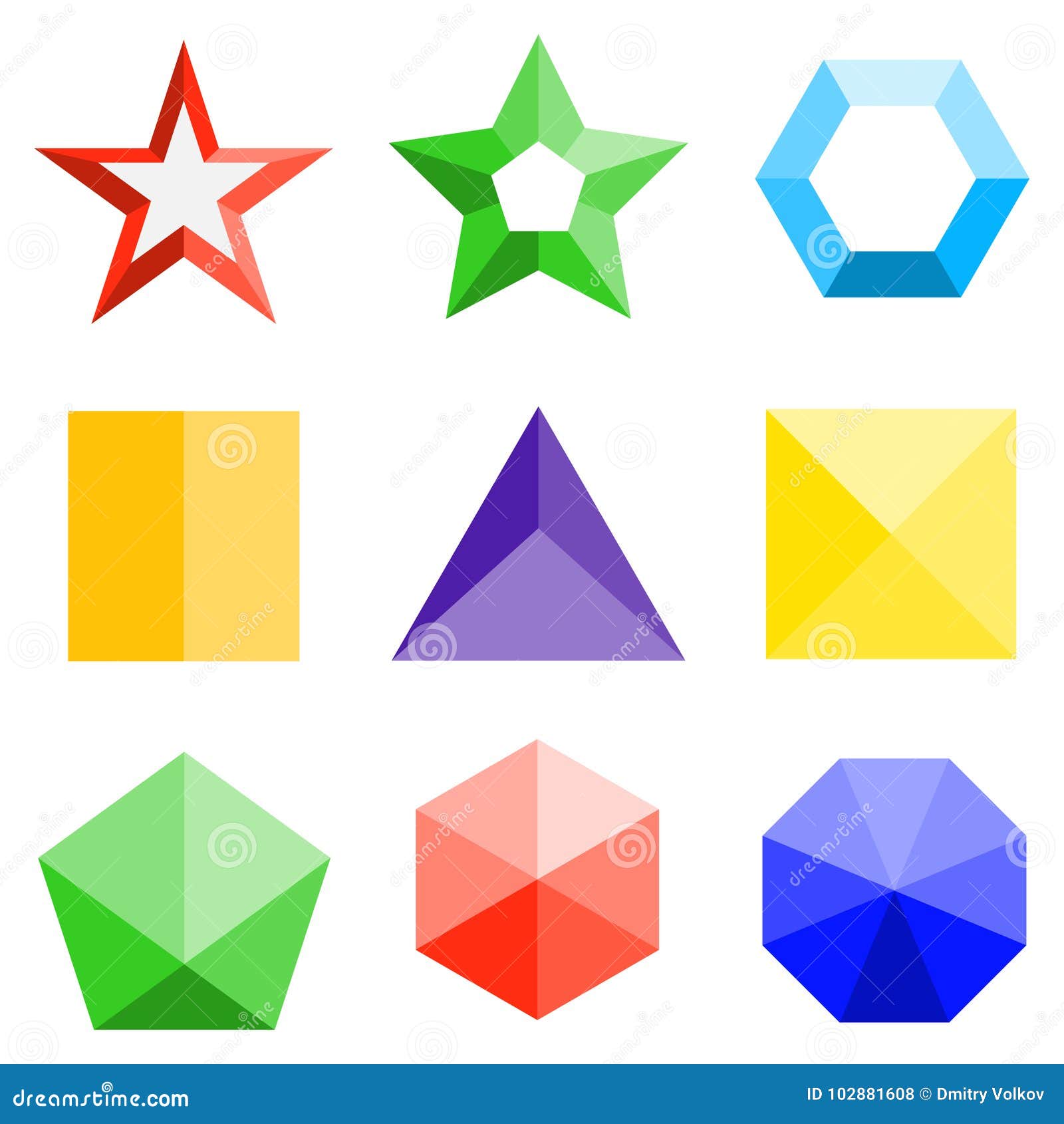 3D Geometric Shapes. a Set of Three-dimensional Colored Geometric ...