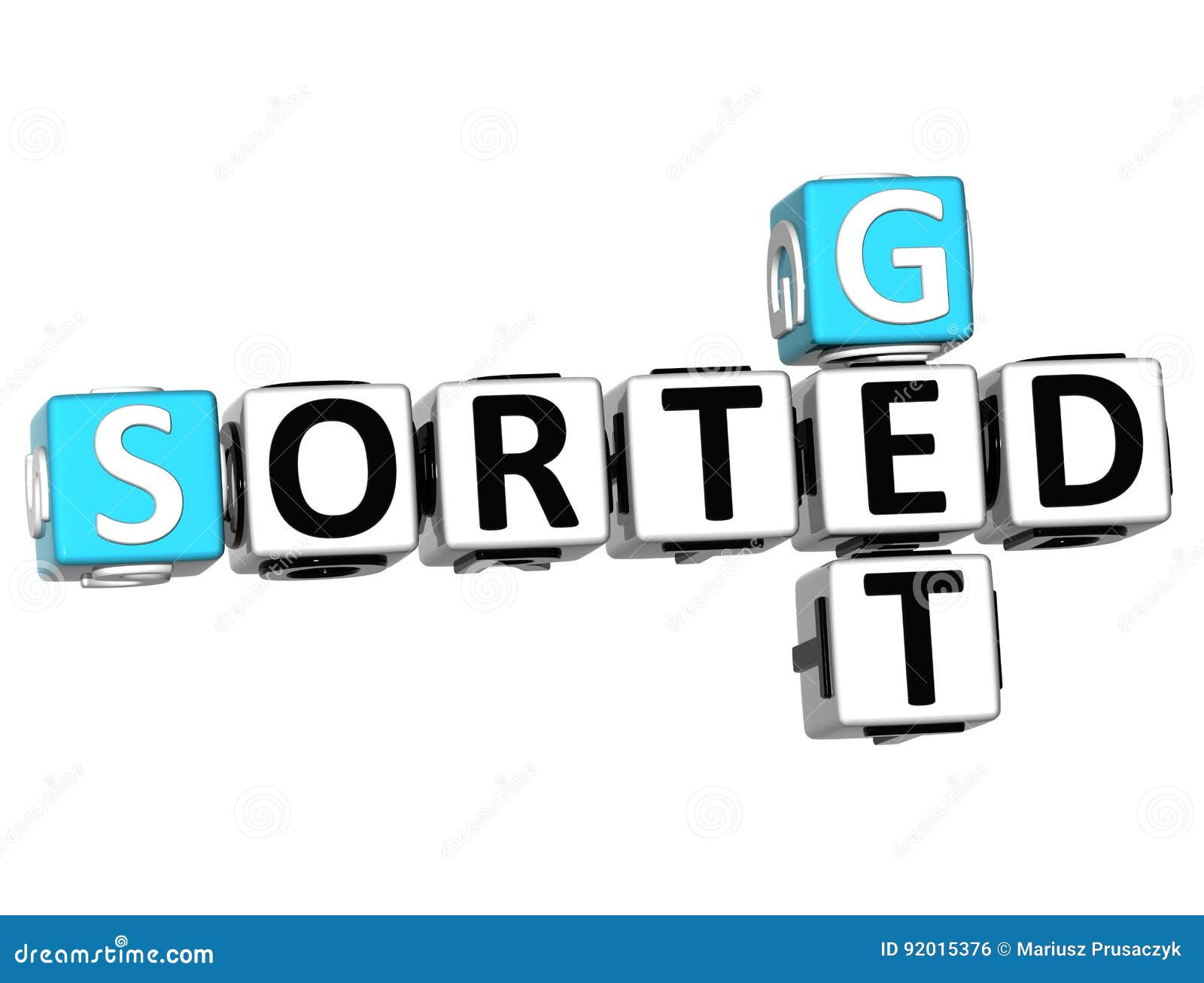 3D Get Sorted Crossword stock illustration. Illustration of block ...