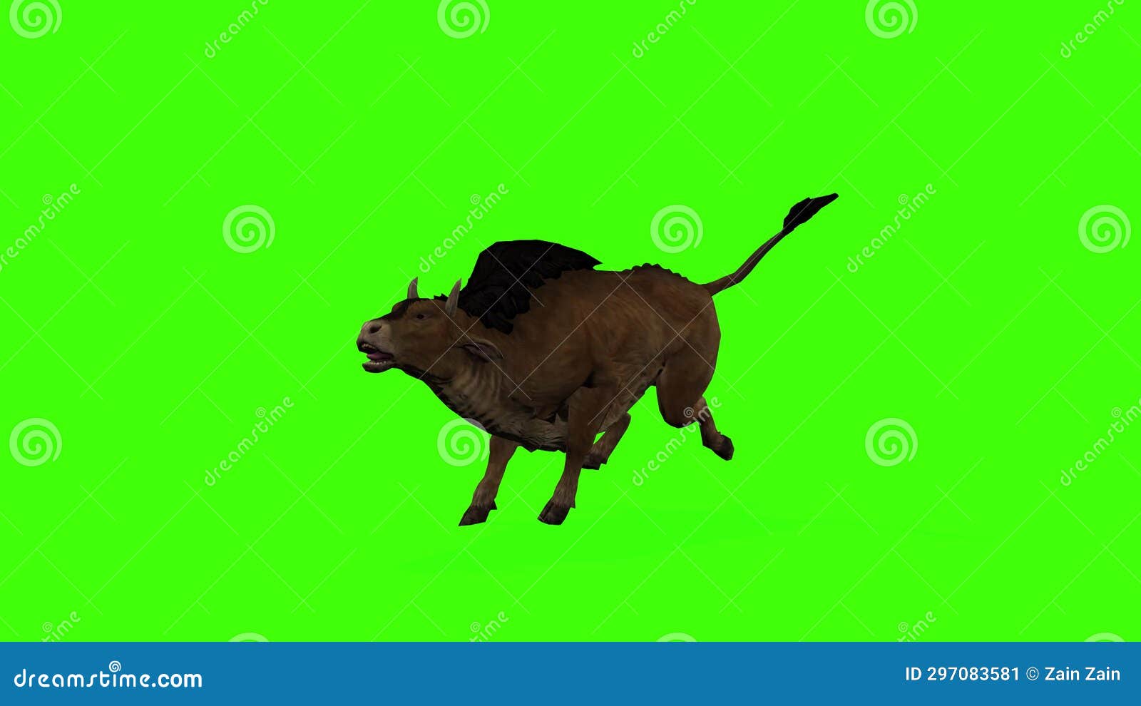 3D Giant Buffalo Running Animation Loop with Front View on Chroma Key ...