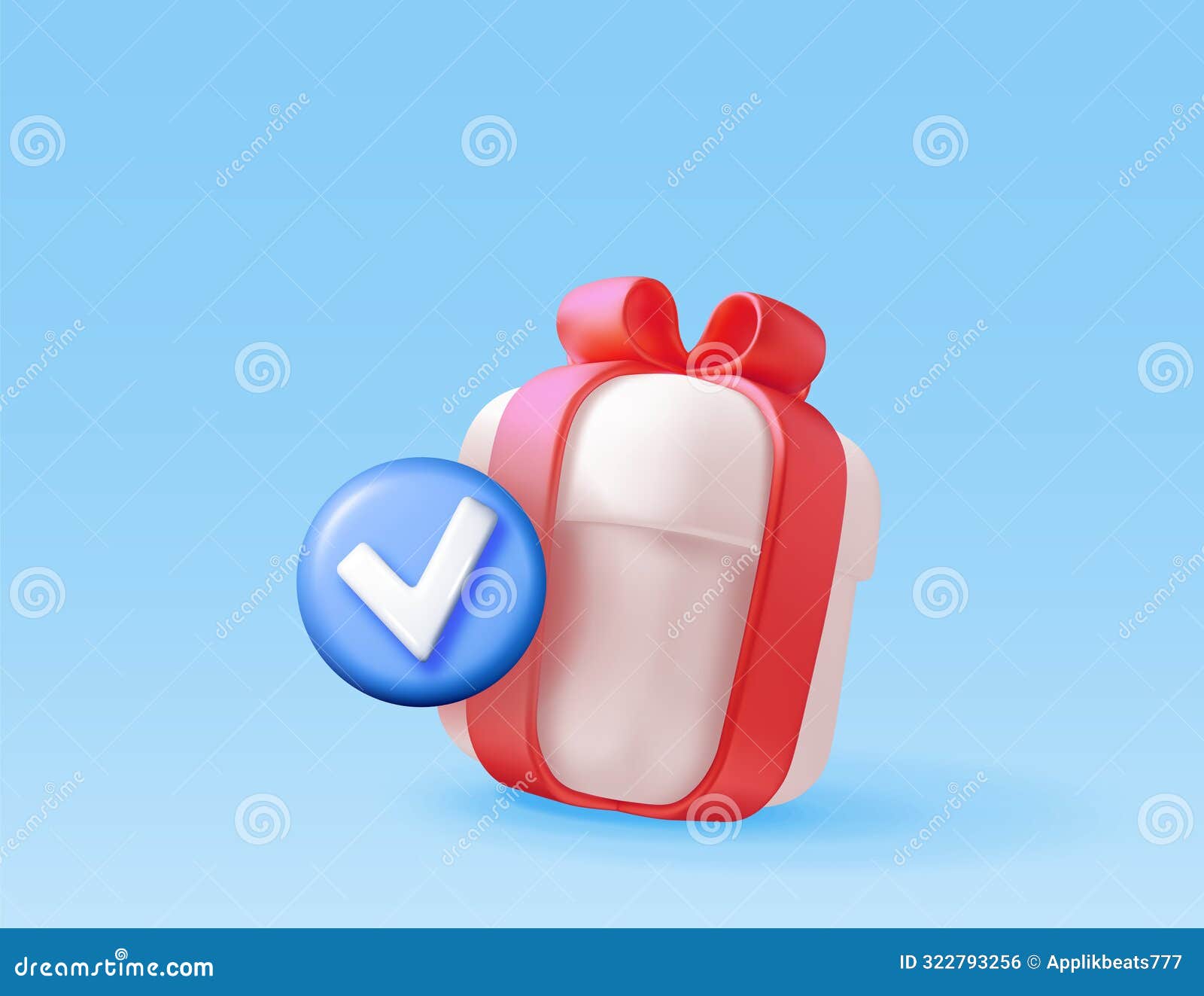 3D Gift Box with Blue Checkmark Isolated Stock Vector - Illustration of ...