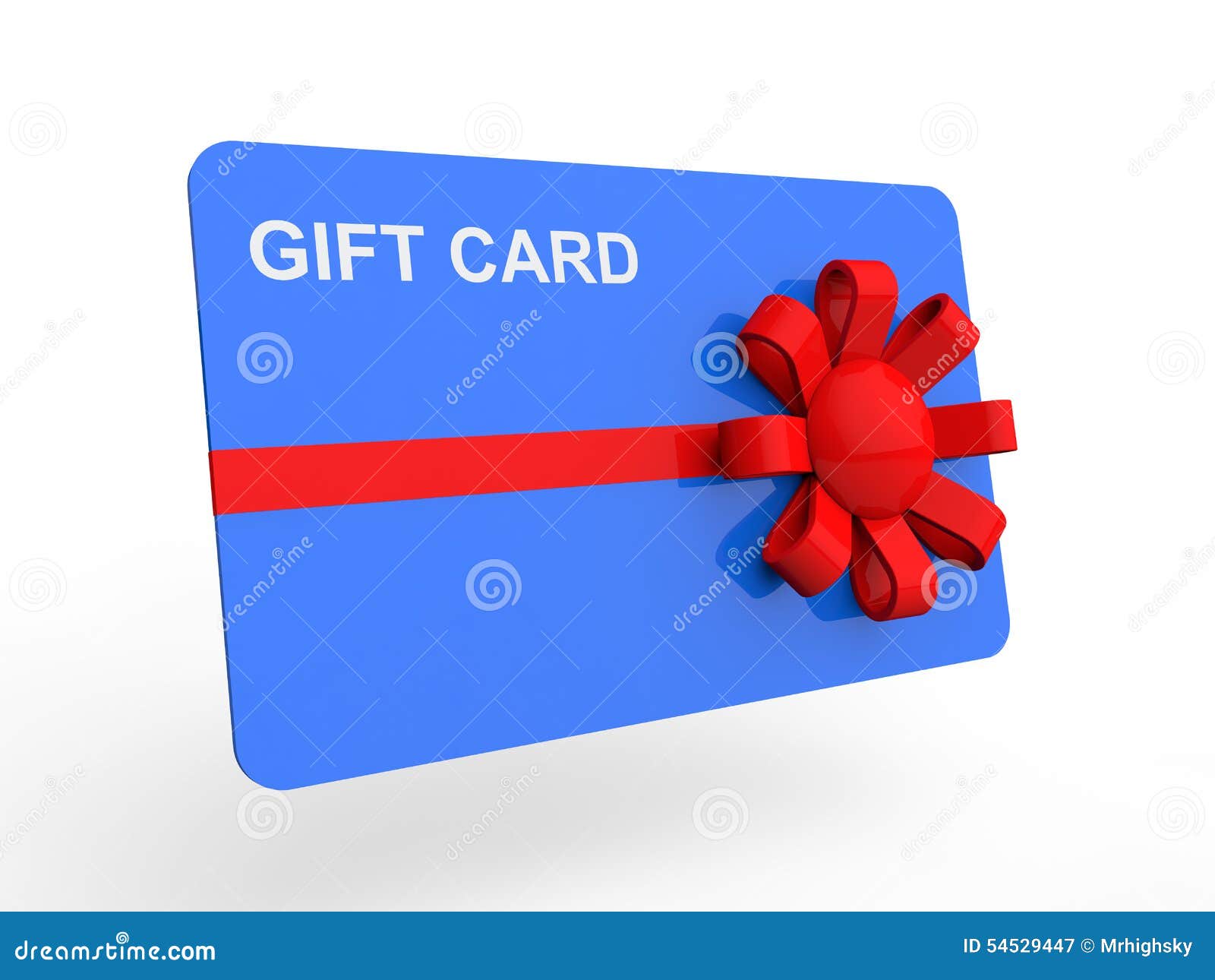 3d gift card with ribbon stock illustration. Illustration of ...