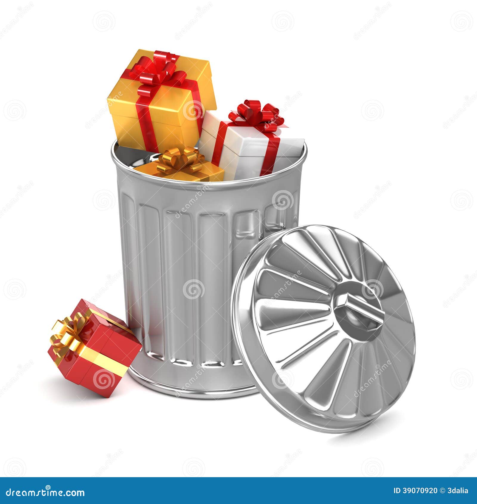 3d Gift trash can stock illustration. Illustration of trash - 39070920