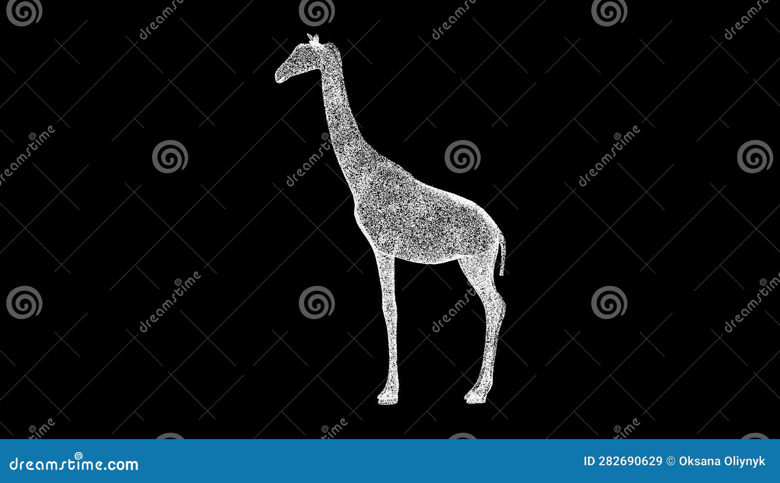 3D Giraffe on Black Background. Object Made of Shimmering Particles ...