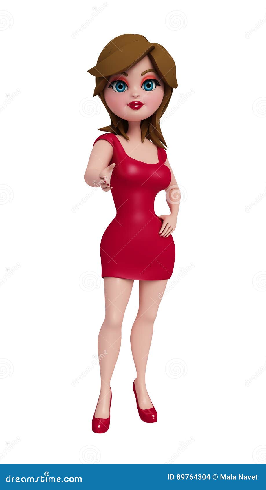 3d girl with hello pose. stock illustration. Illustration of expression ...