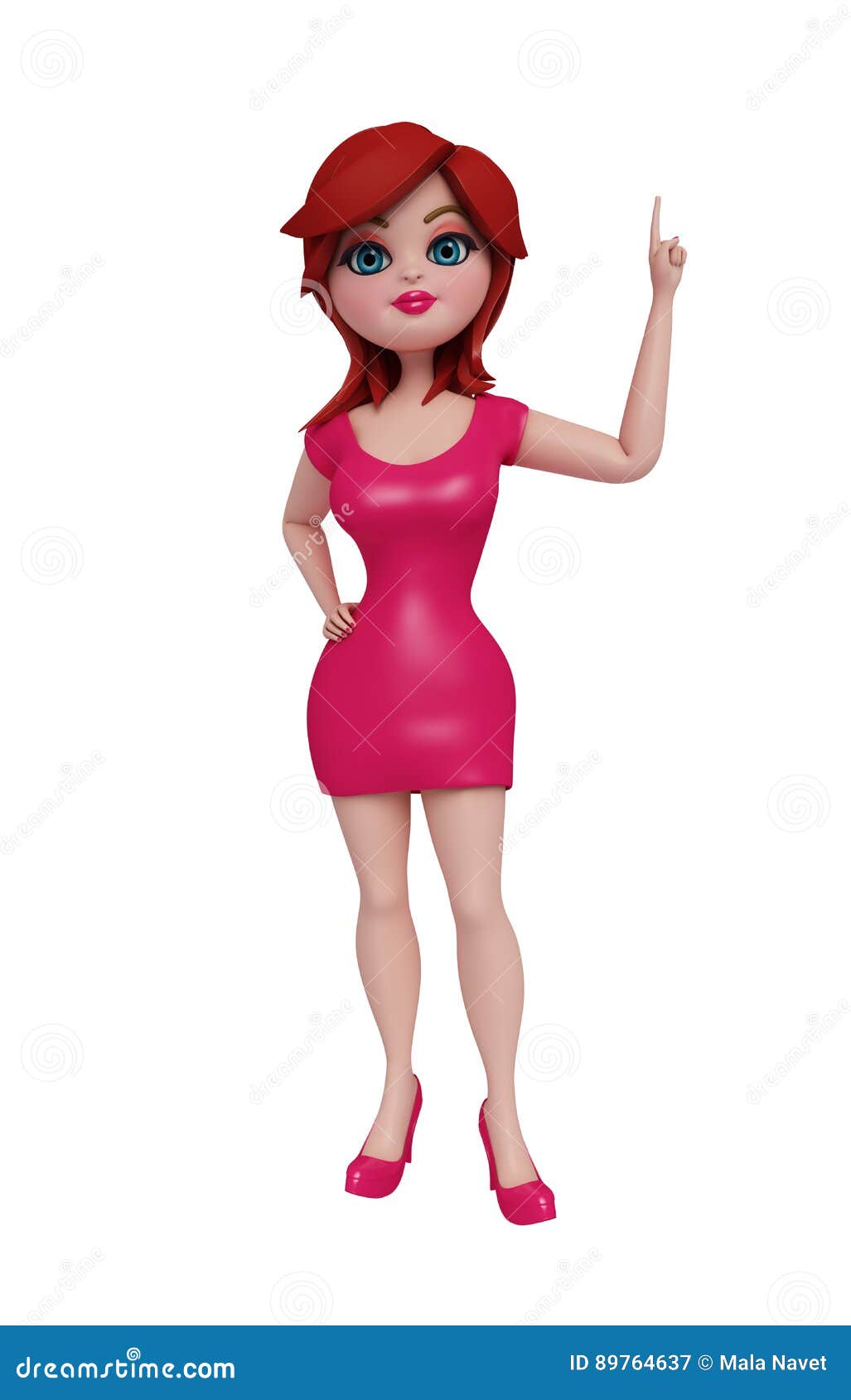 3d Girl with Pointing Pose. Stock Illustration - Illustration of model ...