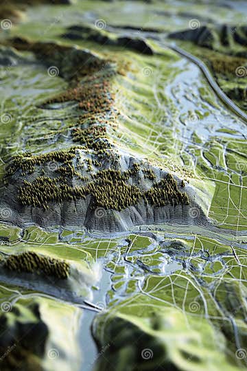 3D GIS Map of a Floodplain Area Created Using LiDAR Scans To Highlight ...