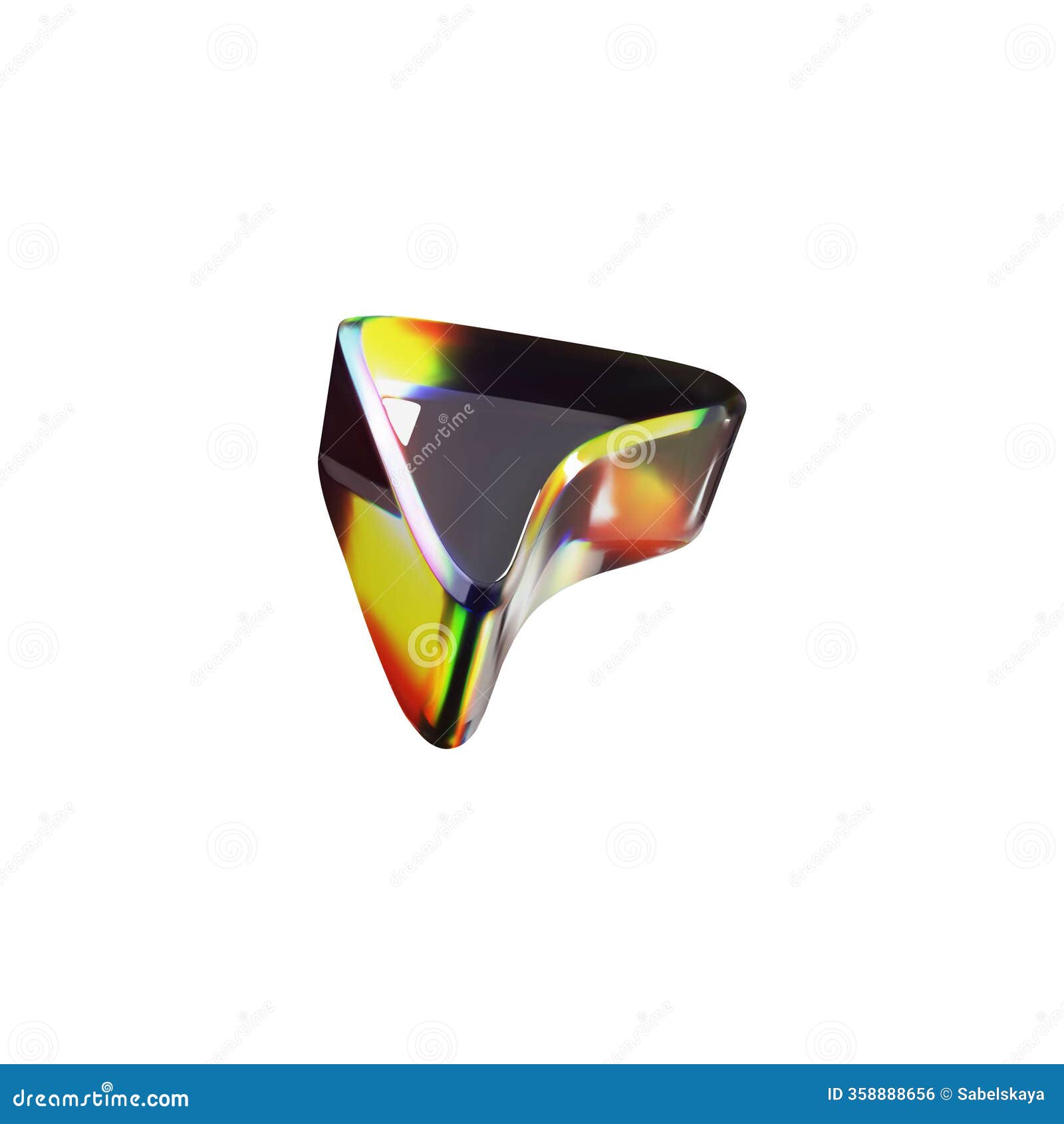 3D Glass Arrowhead Icon with Refraction Holographic Effect, Vector ...