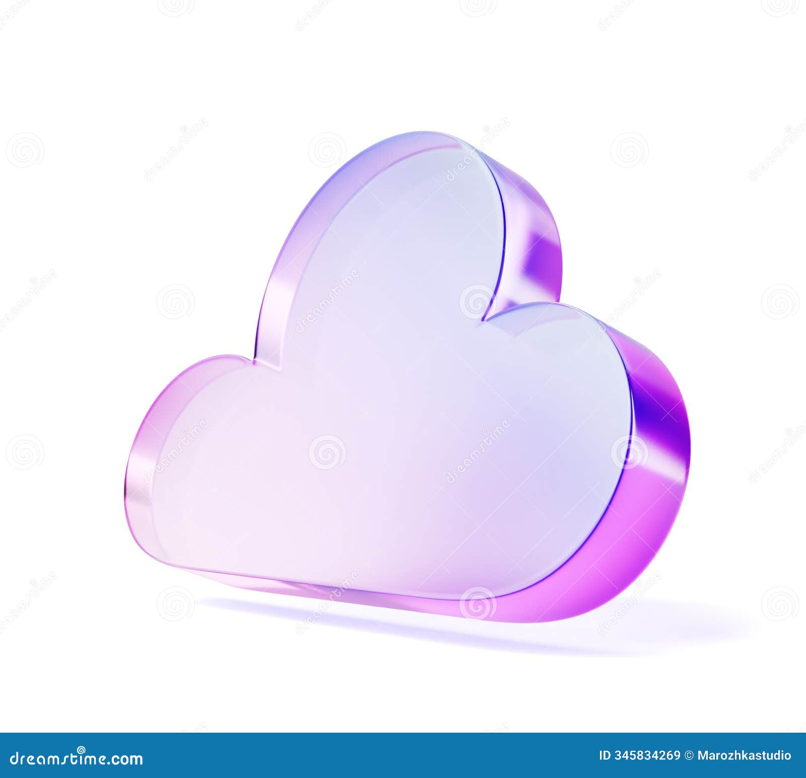 3d Glass Holographic Purple Cloud Icon Render. Concept of Digital Data ...