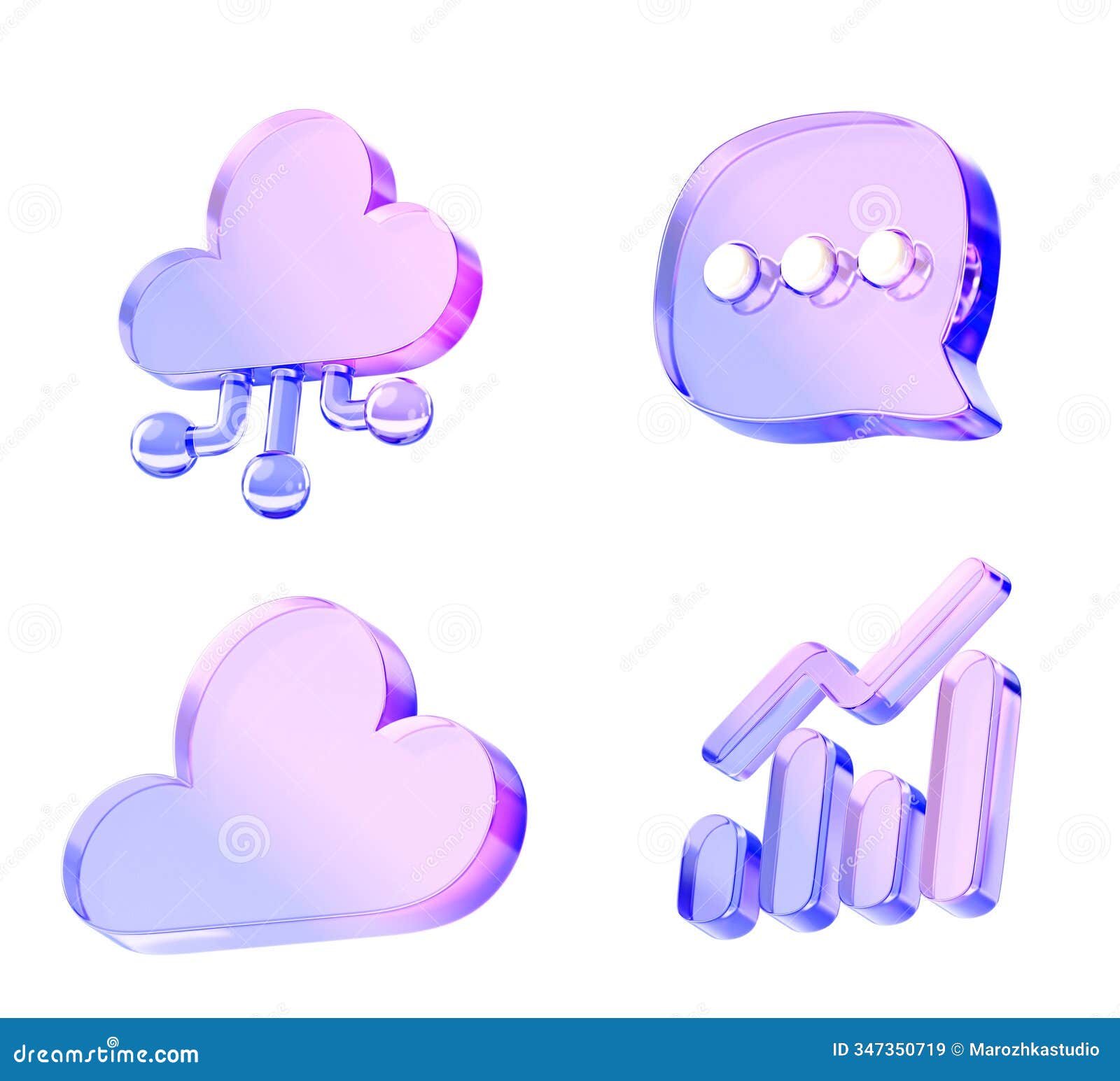 3d Glass Holographic Ui Icon Set for App, Web Design Render. Iridescent ...
