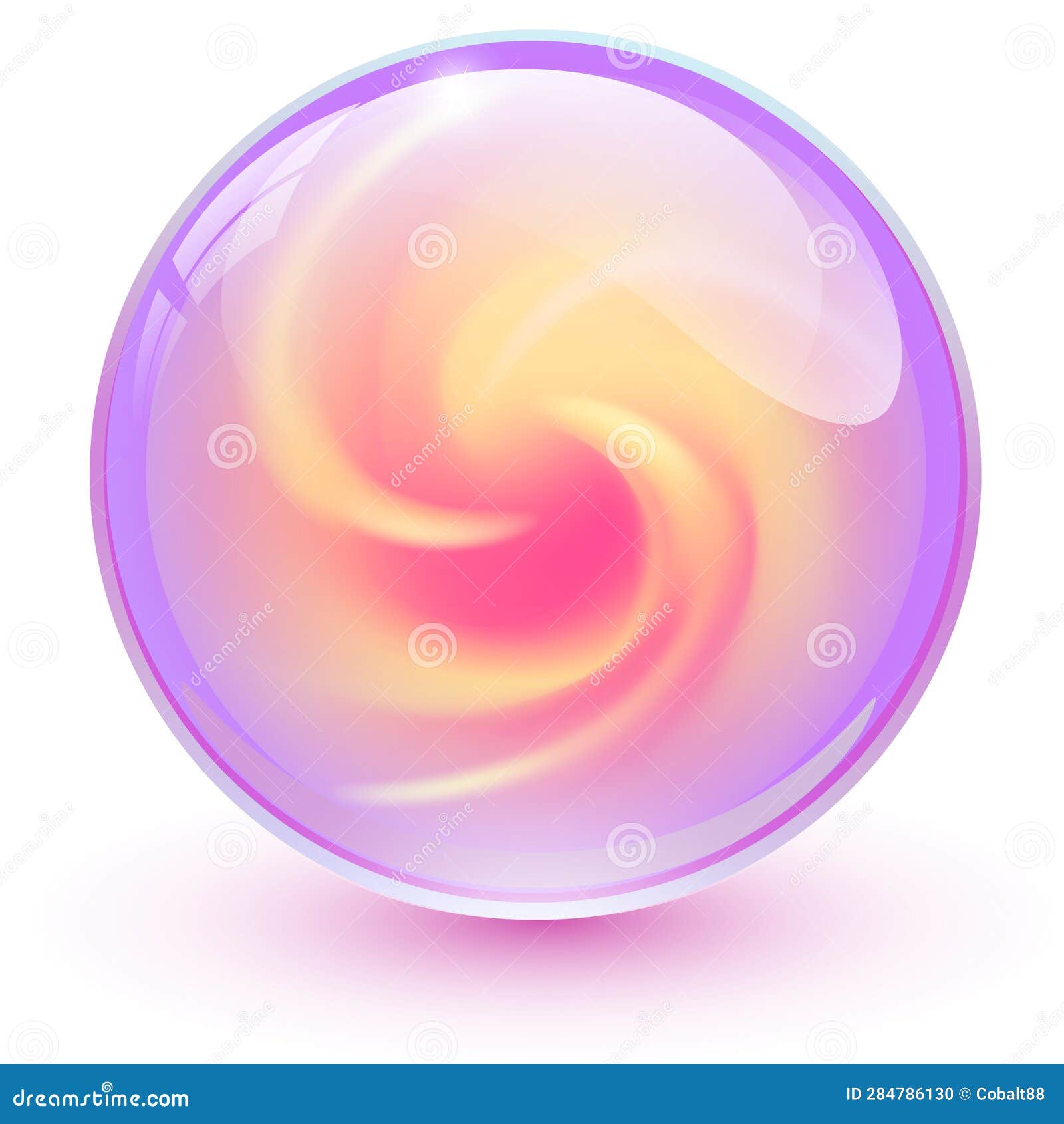 3d Glass Marble Ball with Spiral Pattern Inside, Shiny Crystal Sphere ...