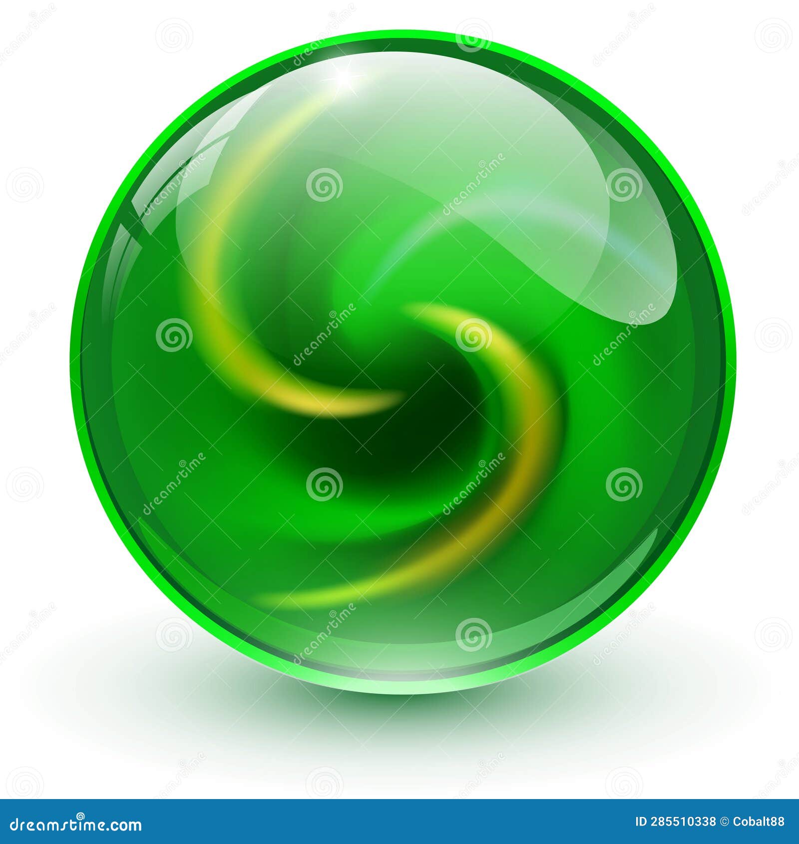 3d Glass Marble Ball with Spiral Pattern Inside, Shiny Crystal Sphere Stock Vector ...