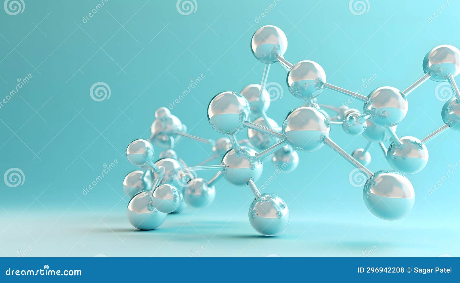 3d Glass Molecule or Atoms on Light Blue Background Stock Illustration ...