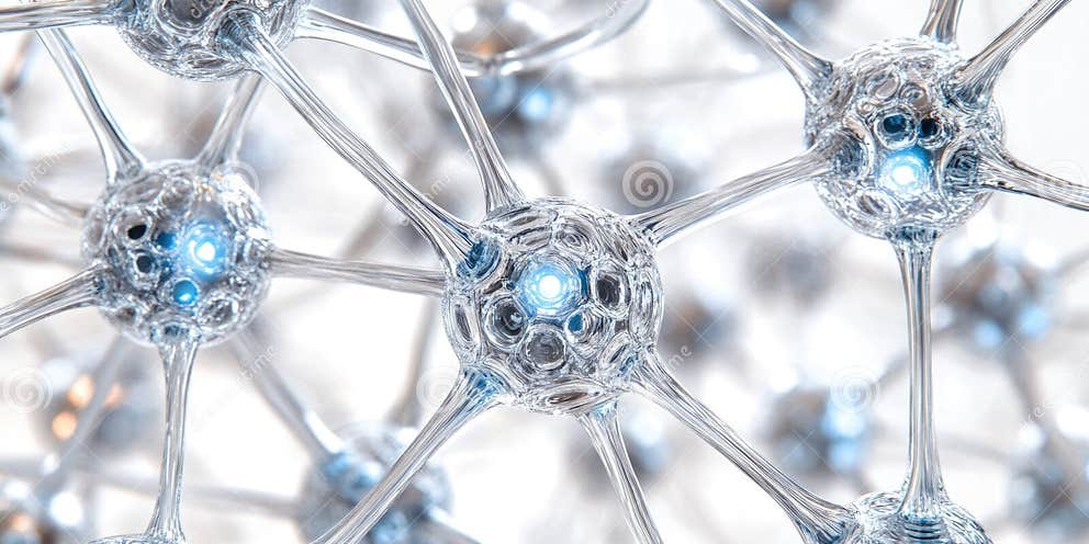 D Glass Neural Network with Glowing Nodes Stock Image - Image of energy ...