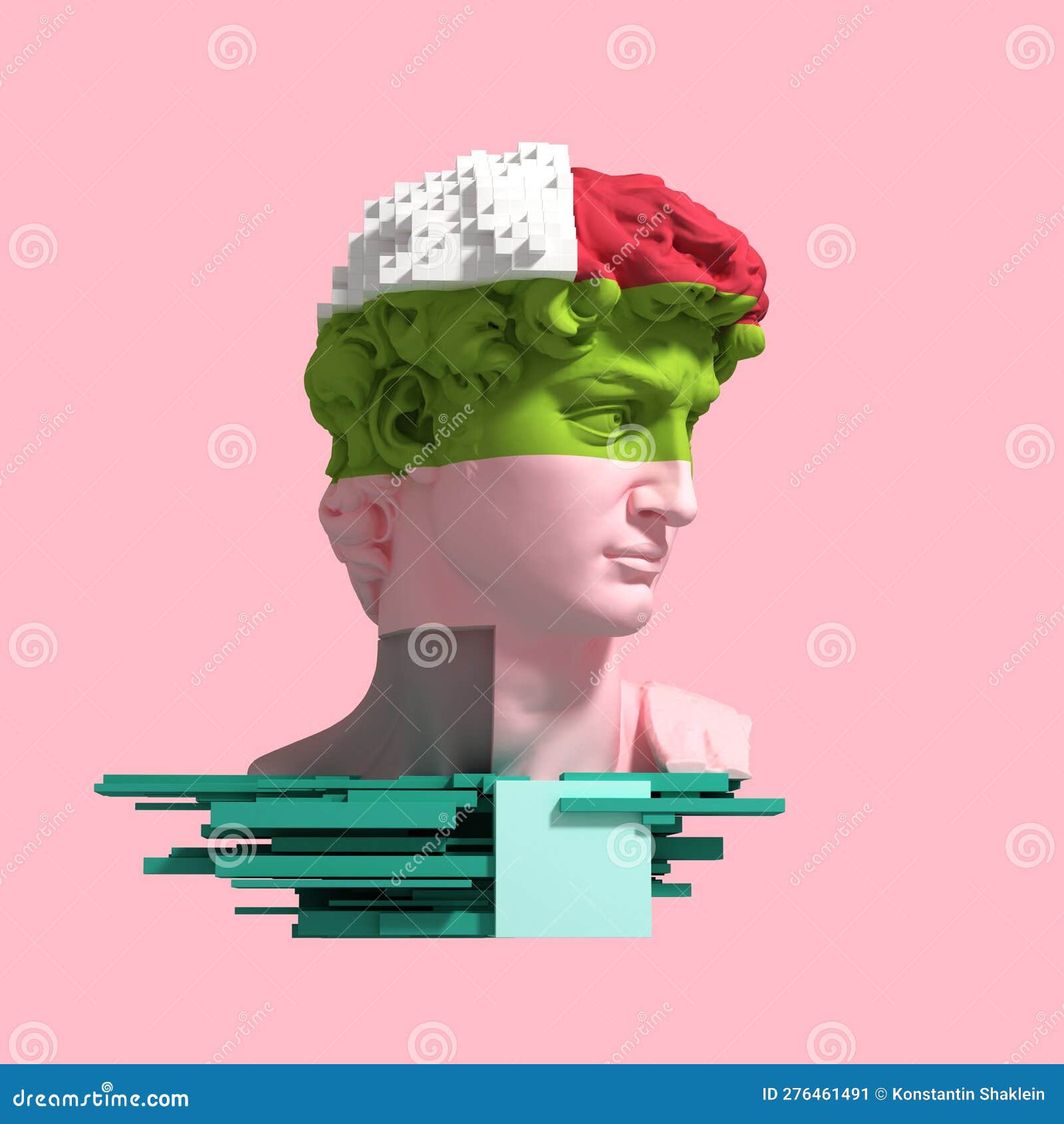 3d Glitch of David Head on Pink Background Stock Illustration ...