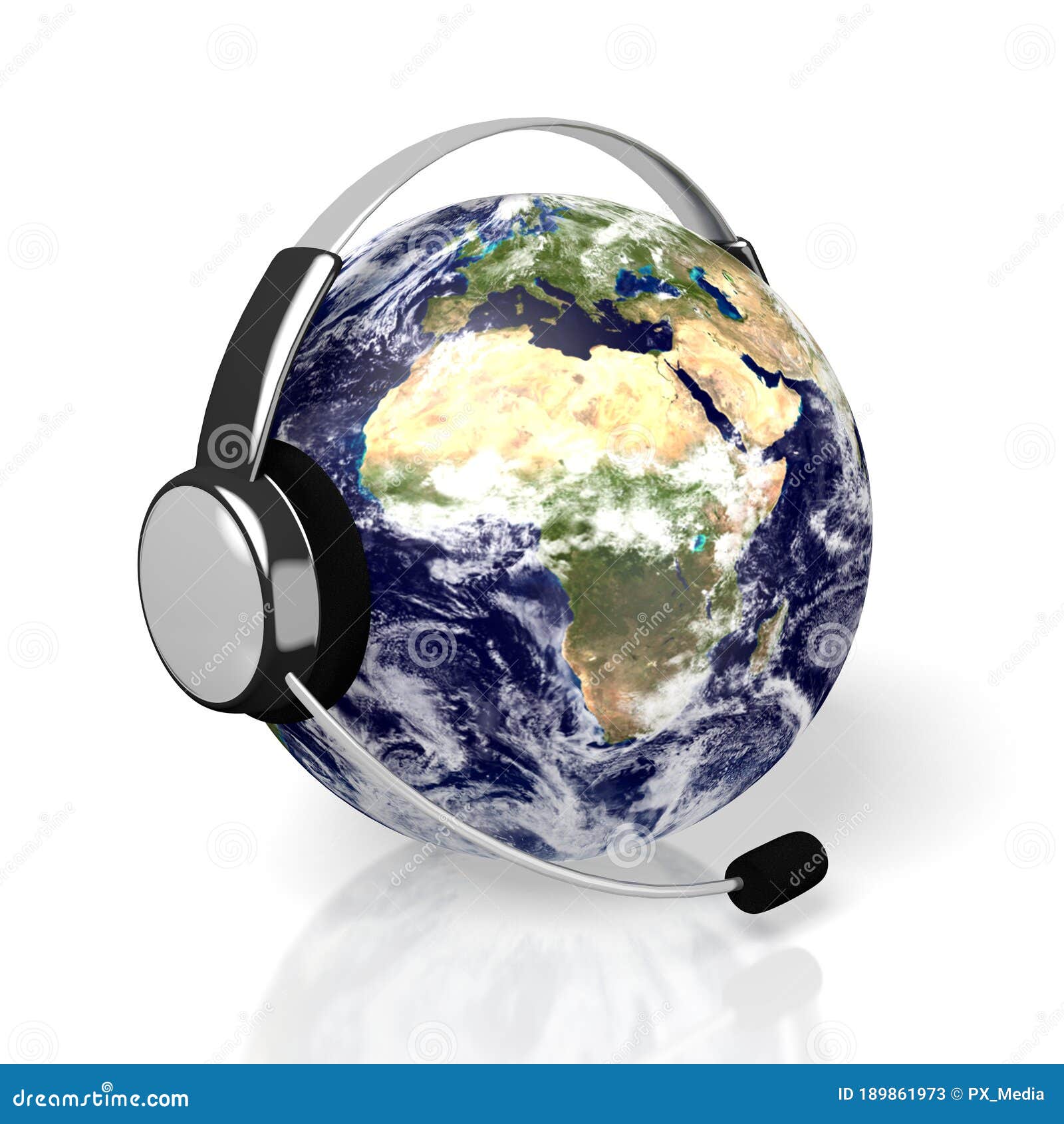 3D Global Call Center - Headset Concept Stock Illustration ...