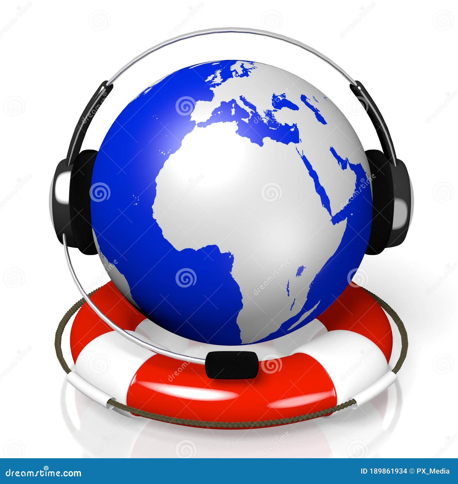 3D Global Call Center - Headset and Rescue Wheel Concept Stock ...