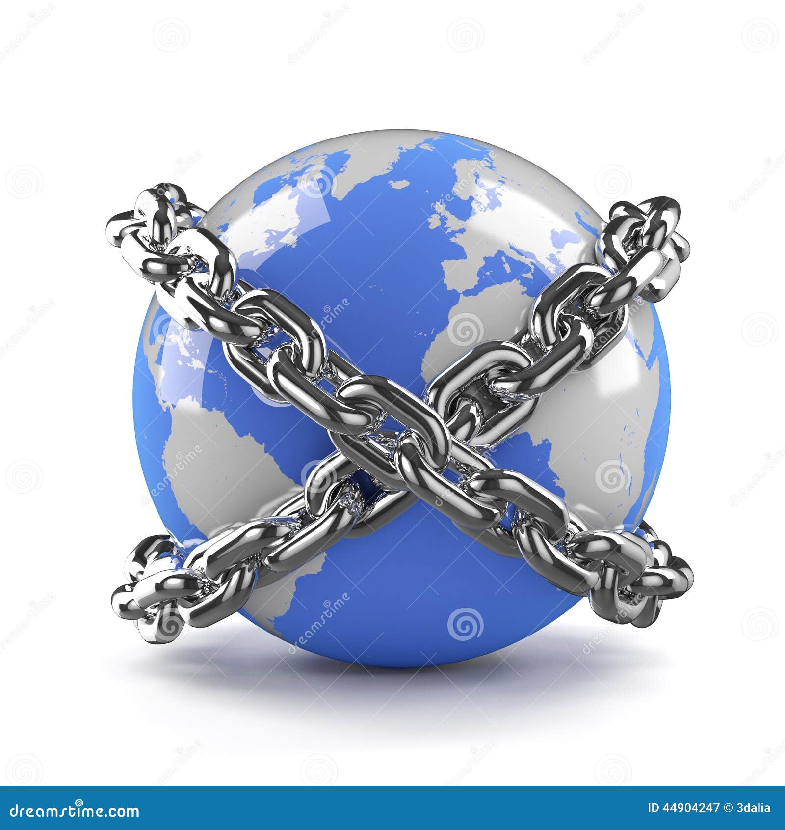 3d Earth Bound By Chains Vector Illustration | CartoonDealer.com #40897856