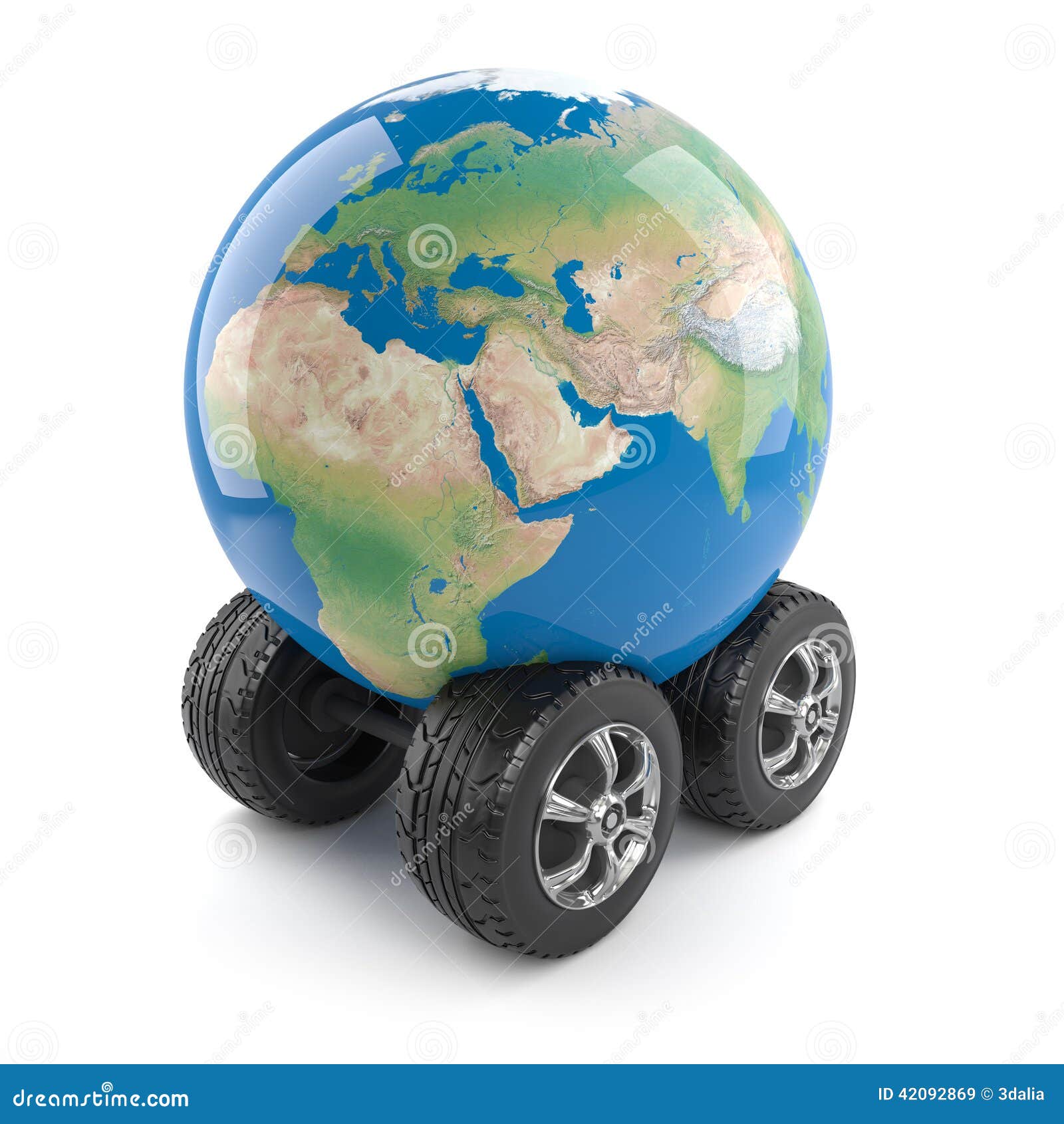 3d Globe of the Earth with Wheels Stock Illustration - Illustration of ...