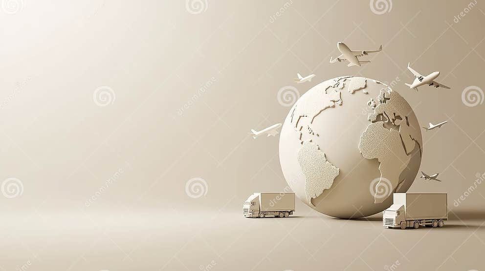 3D Globe with Global Transportation and Logistics Elements Stock ...