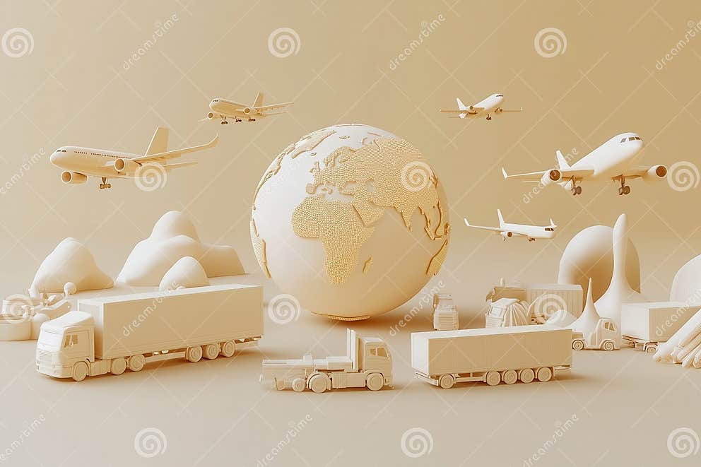 3D Globe with Global Transportation and Logistics Elements Stock ...