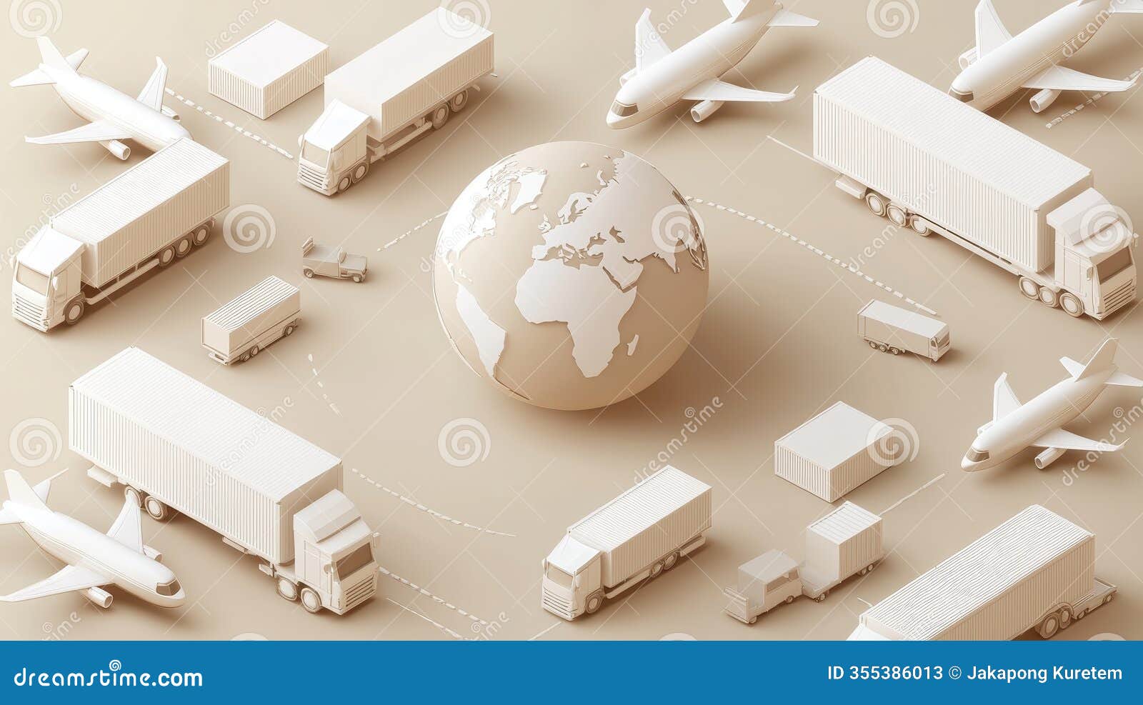 3D Globe with Global Transportation and Logistics Elements Stock ...