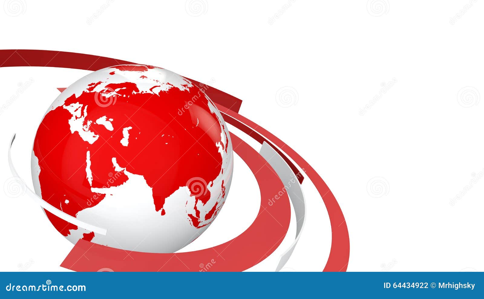 3d Globe with Red and White Lines Stock Illustration - Illustration of ...
