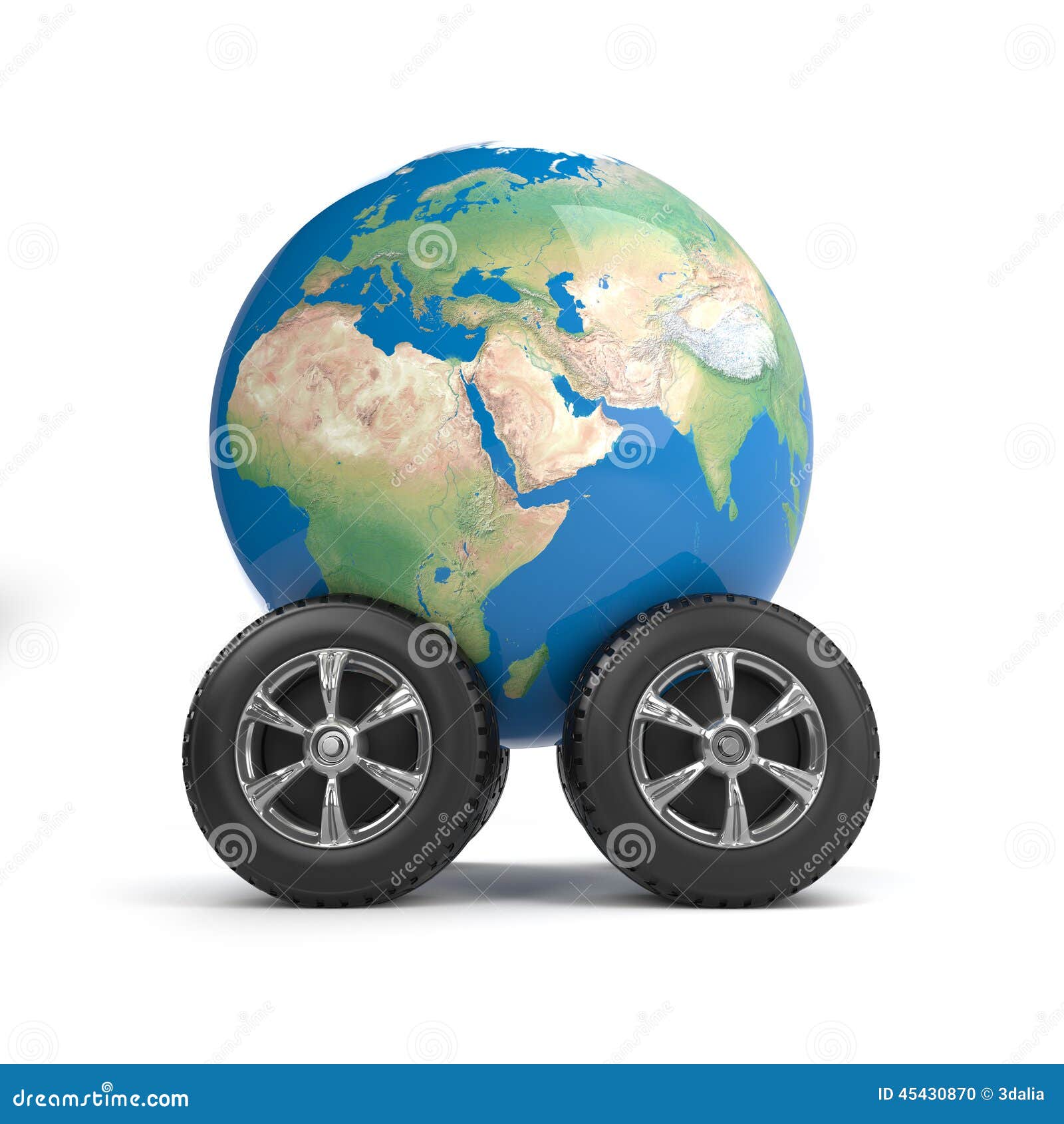 3d Globe on wheels stock illustration. Illustration of world - 45430870