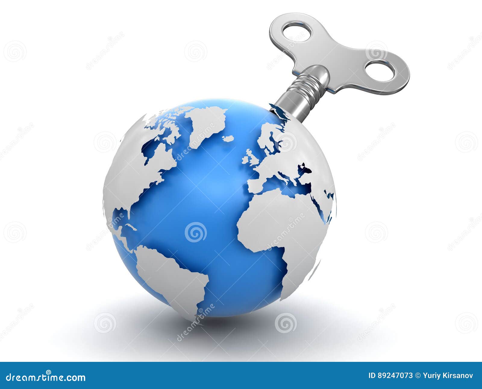 3d Globe with winding key stock illustration. Illustration of shape ...