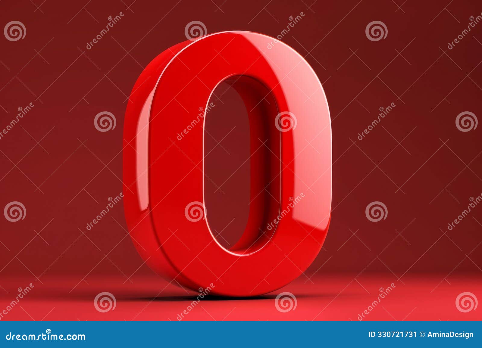 A 3D Glossy Red Number Zero on a Minimalist Background Creating a ...