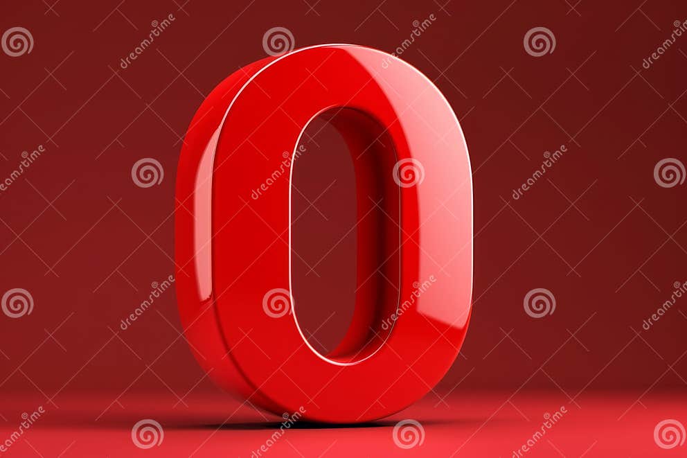 A 3D Glossy Red Number Zero on a Minimalist Background Creating a ...