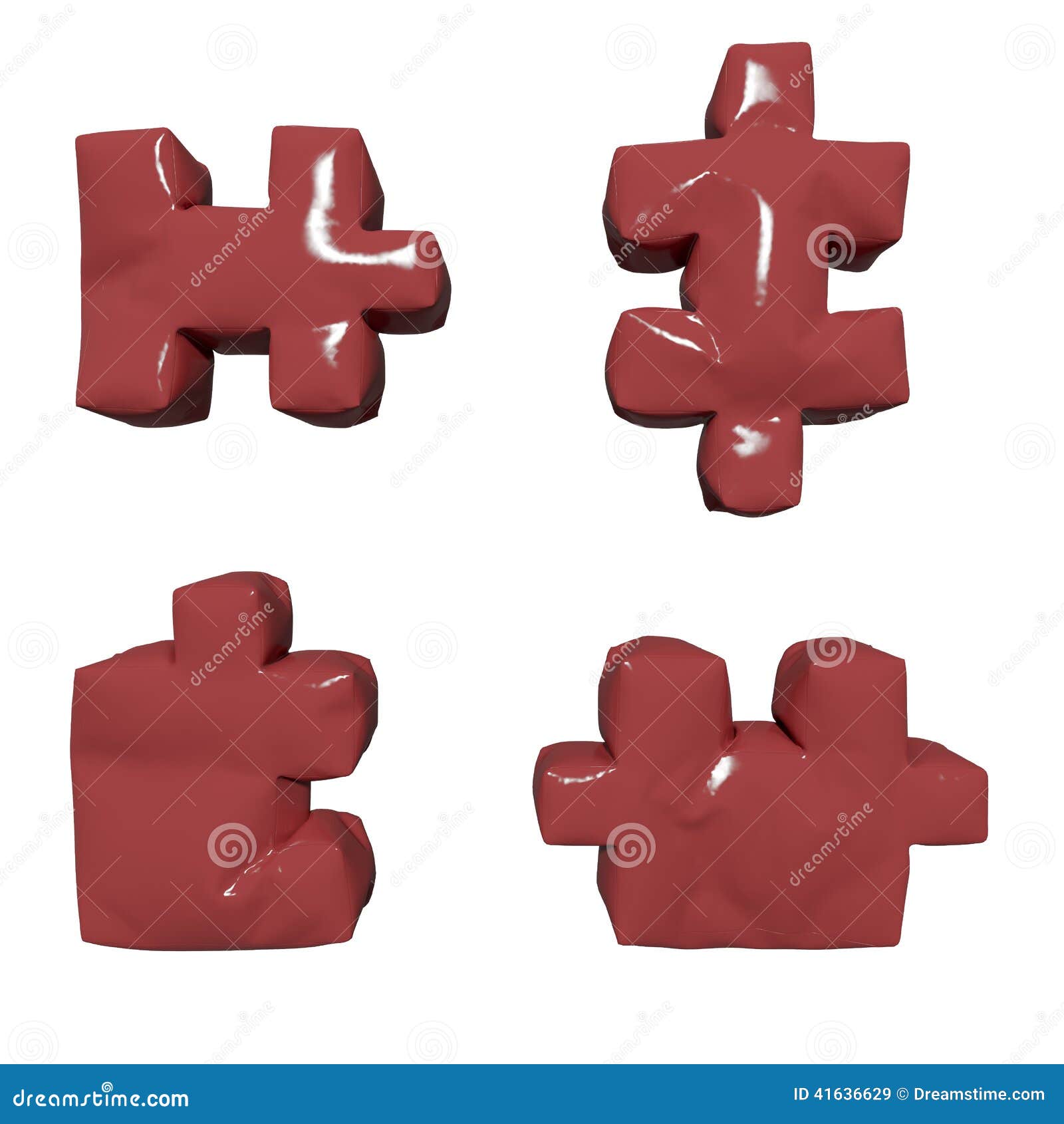 3 D glossy red puzzles stock illustration. Illustration of shine - 41636629