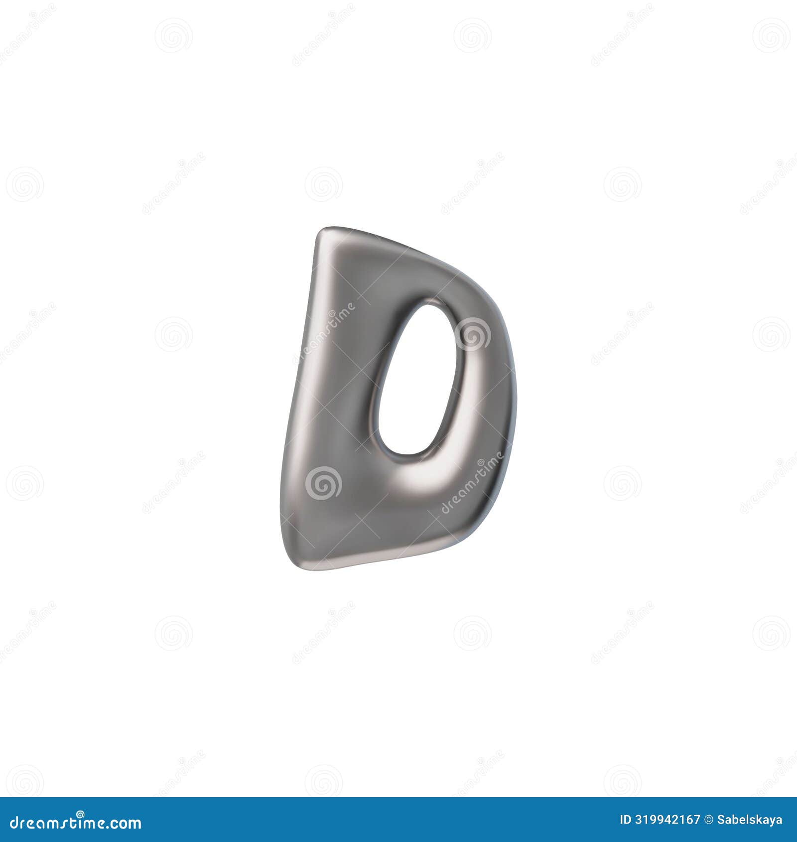 3D Glossy Silver Capital Letter D with Liquid Metal Surface, Vector ...