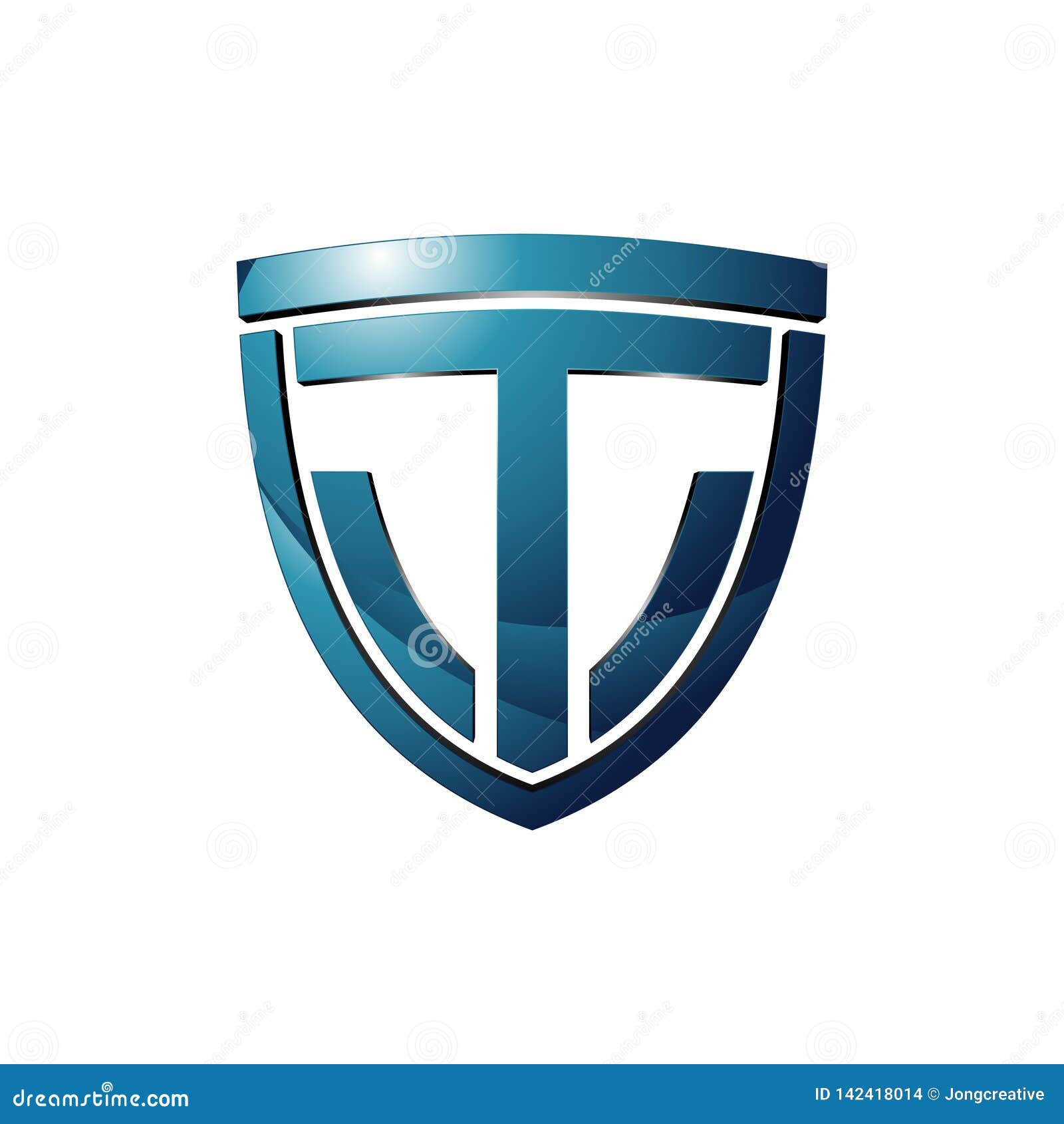 3D Glossy T Letter Strong Protection Shield Tech Logo Stock Vector ...