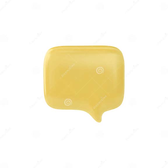 3D Glossy Yellow Empty Speech Bubble, Vector Render Roundish ...
