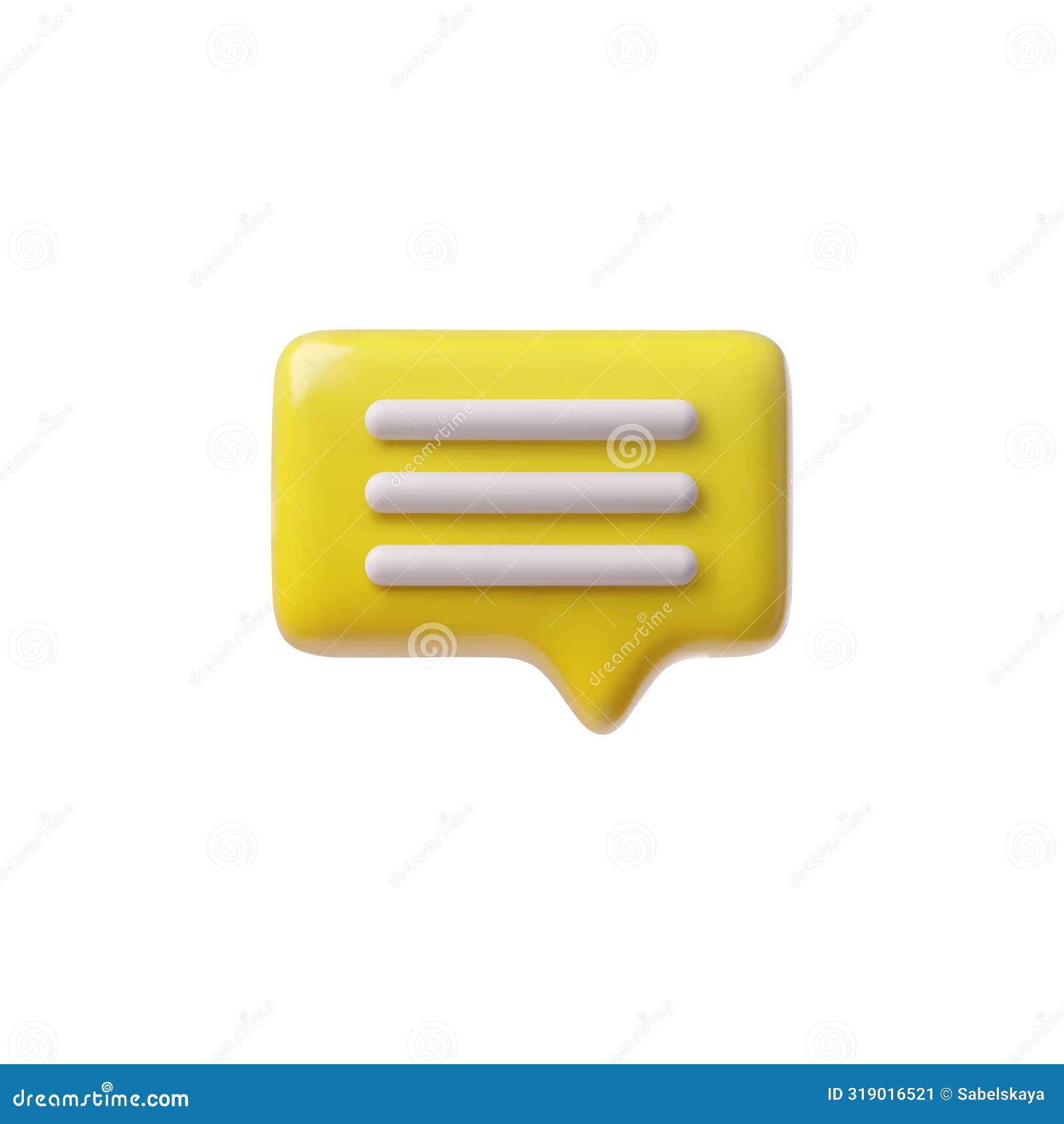 3D Glossy Yellow Speech Bubble with White Text Lines, Vector Volume ...